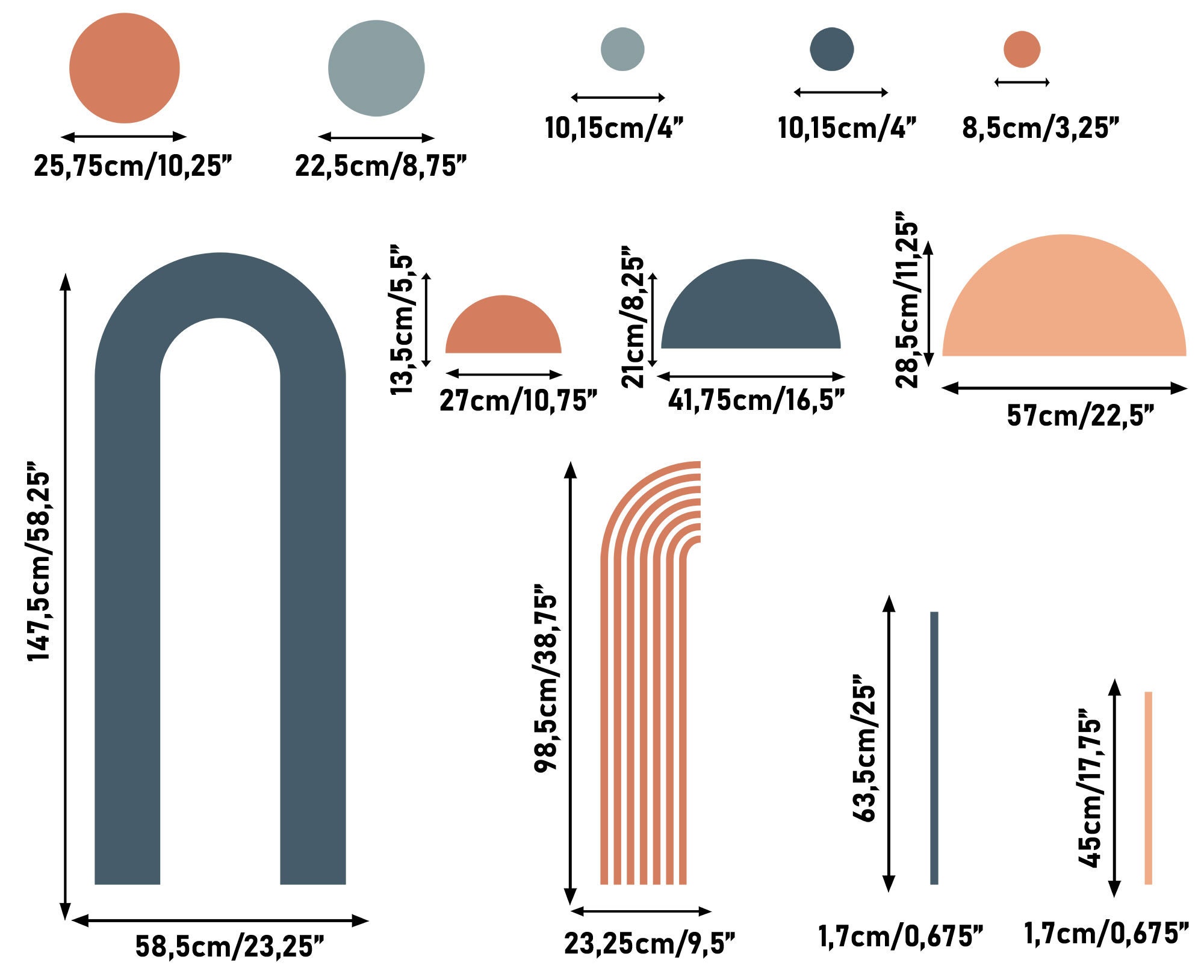 Geometric Wall Decal Half Arches Wall Sticker Abstract Shape - Etsy