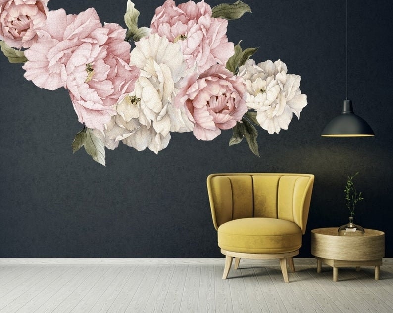 Floral Wall Decal Peel and Stick Peony Flower Wall Sticker - Etsy
