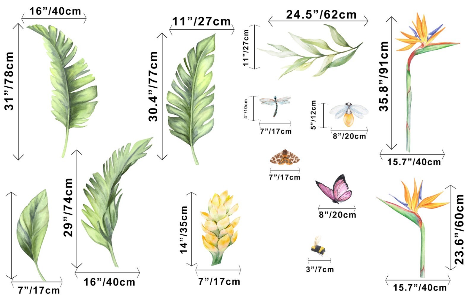 Tropical Wall Decal Peel and Stick Kids Wall Decal Exotic | Etsy