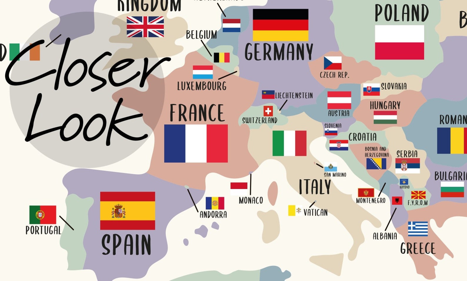 Kids Map Wallpaper Cute World Map With Country Flags Wall - Etsy India