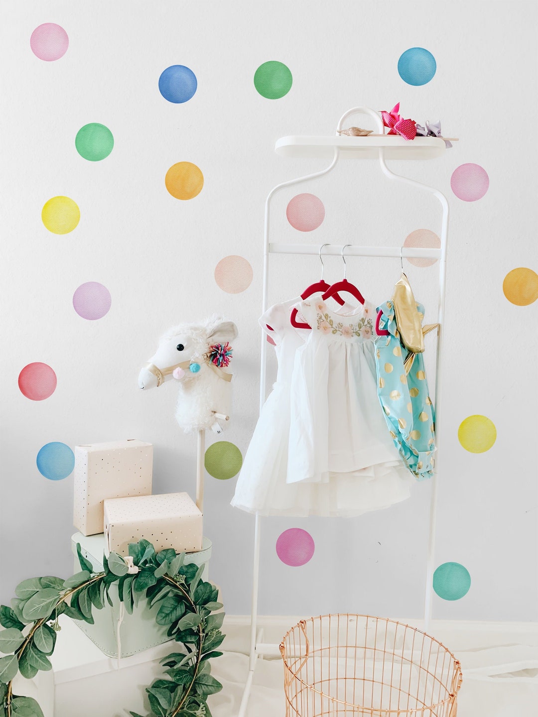Watercolor Polka Dots Wall Decal Colorful Dots Wall Stickers - Etsy