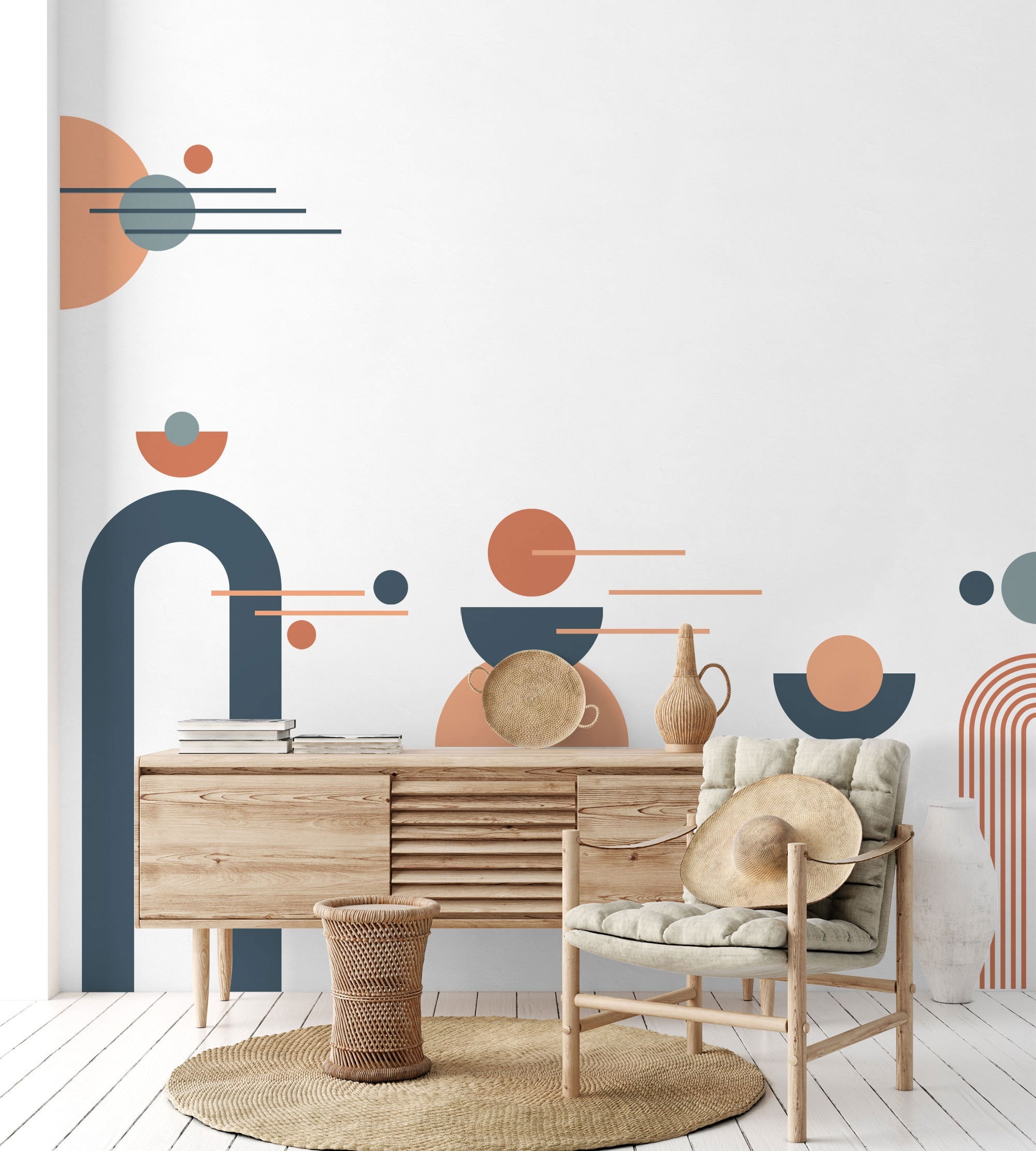 Geometric Wall Decal Half Arches Wall Sticker Abstract Shape Art Decals ...