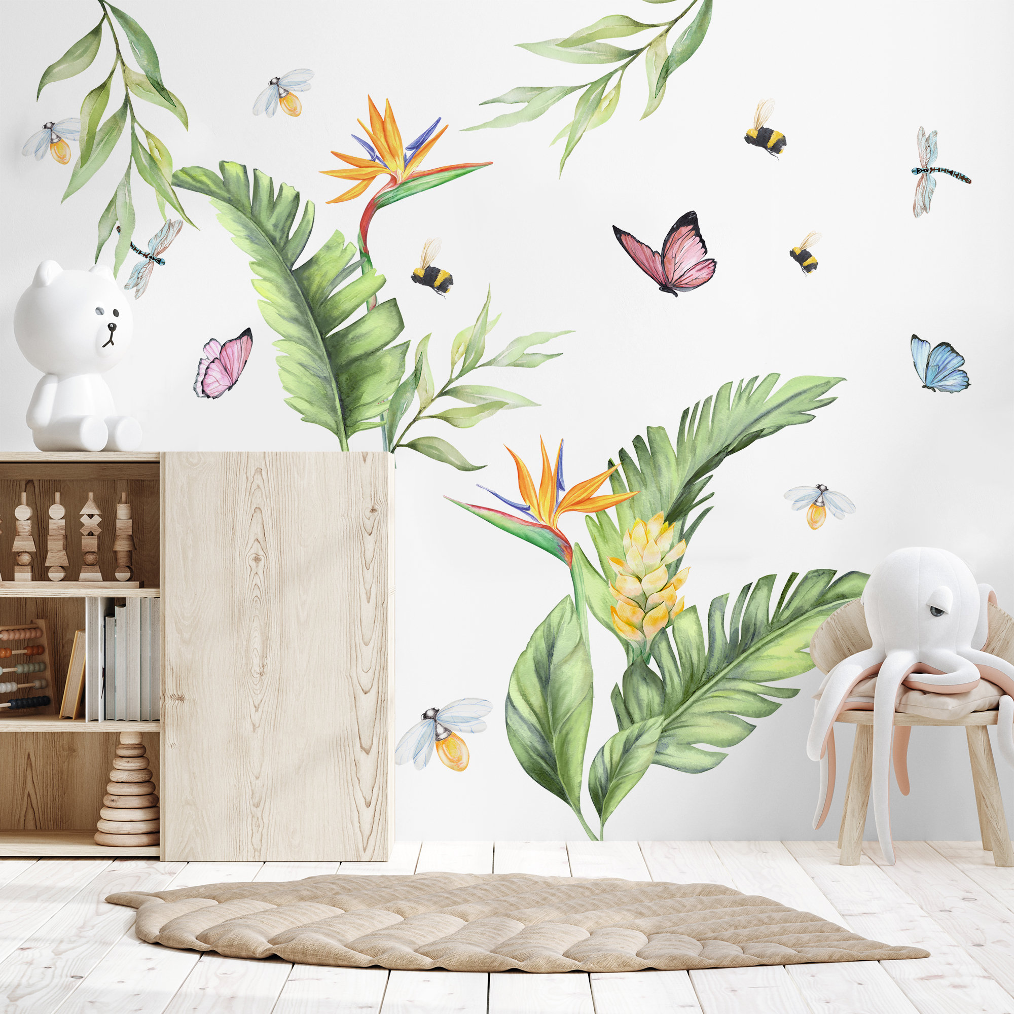 Tropical Wall Decal Peel and Stick Kids Wall Decal Exotic | Etsy