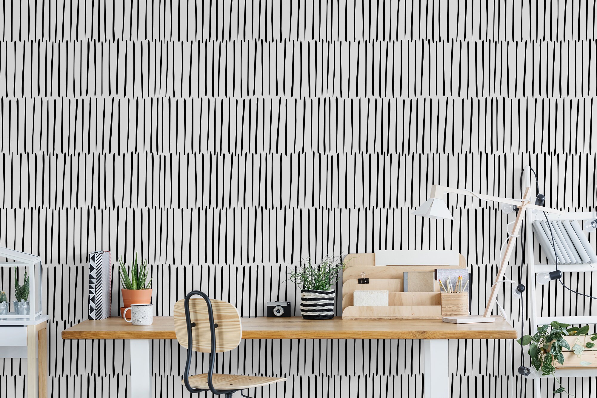 Abstract Line Wallpaper | Black and White Modern Lines Wall Mural ...
