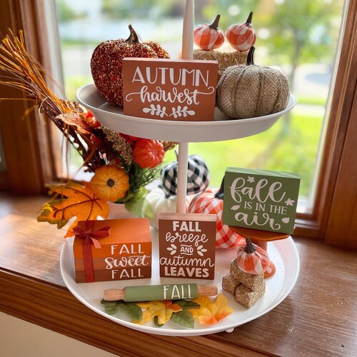 Fall Tiered Tray Decor Thanksgiving Tiered Tray Fall Mini | Etsy