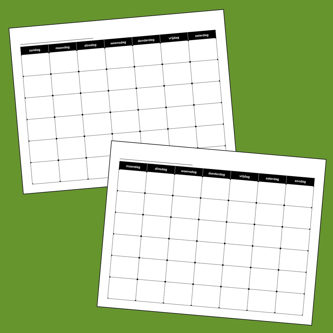 Blank Calendar - Dutch // Blanco Nederlandse Kalender - Etsy