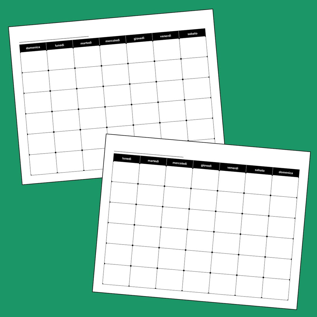 Blank Calendar - French // Calendrier Français Vierge - Etsy