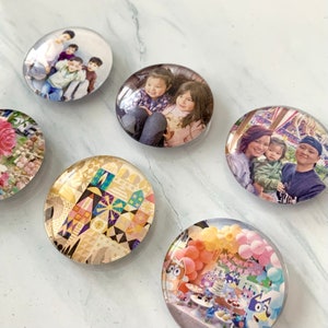 Personalized Photo Magnets: 1.5" Glass Set of 6 Reusable Tin Birthday ...