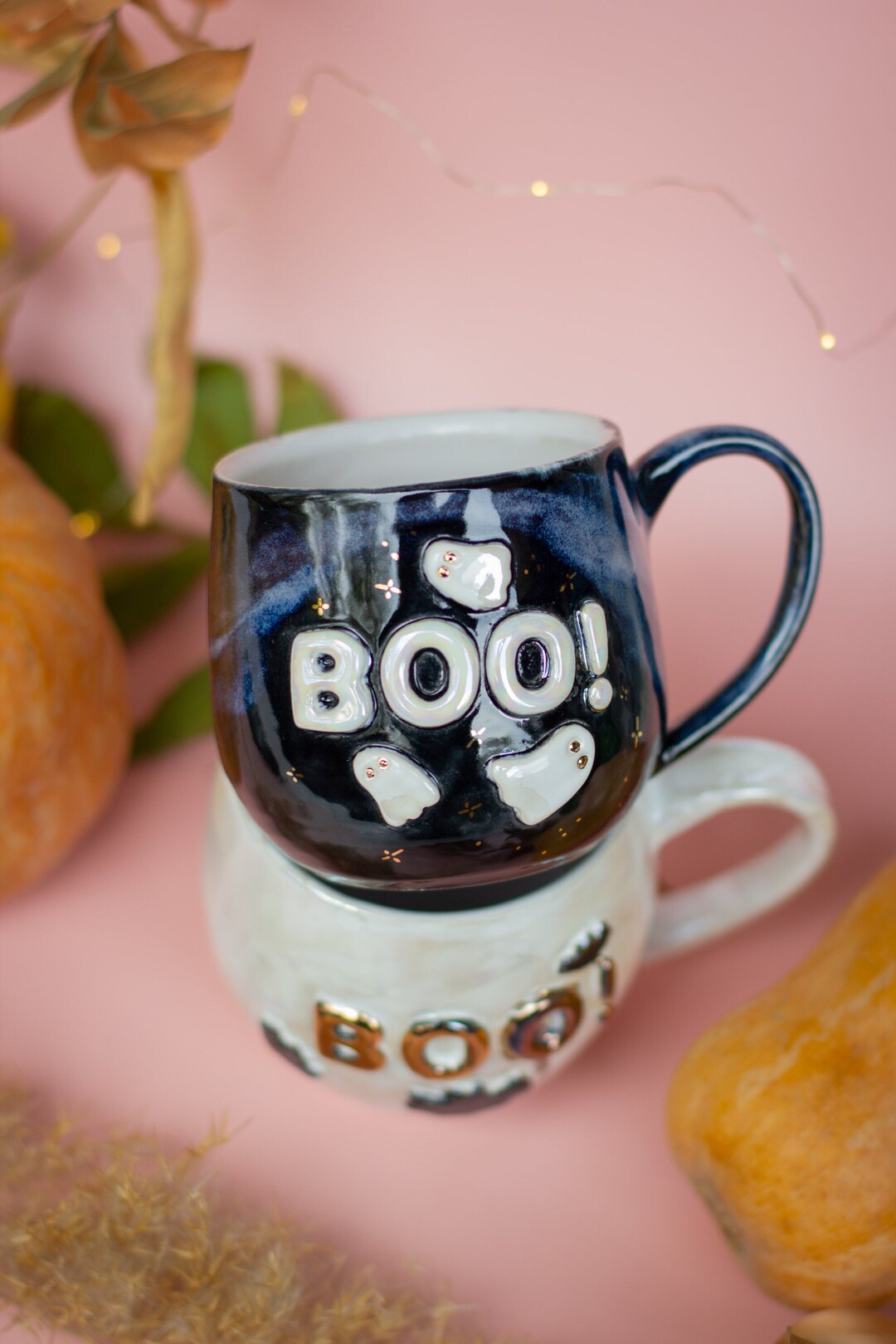 Halloween Ceramic Mug With BOO Handmade Ceramic Mug With - Etsy