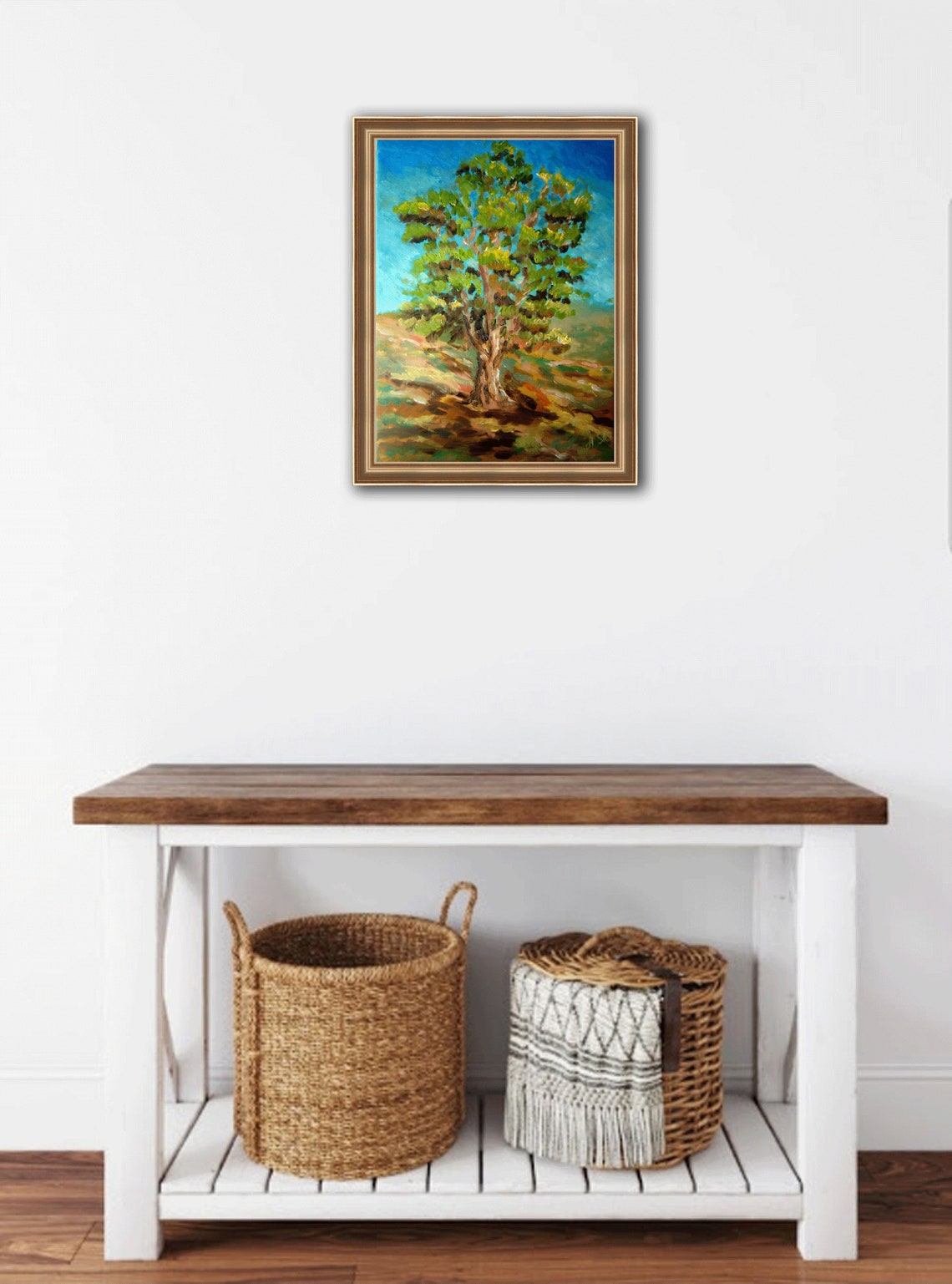 Pine Tree Painting Original Canvas Art Nature Colorful Home | Etsy