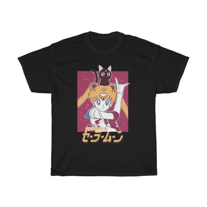 Sailor Moon And Luna Aesthetic Anime Shirt Harajuku Kawaii Etsy