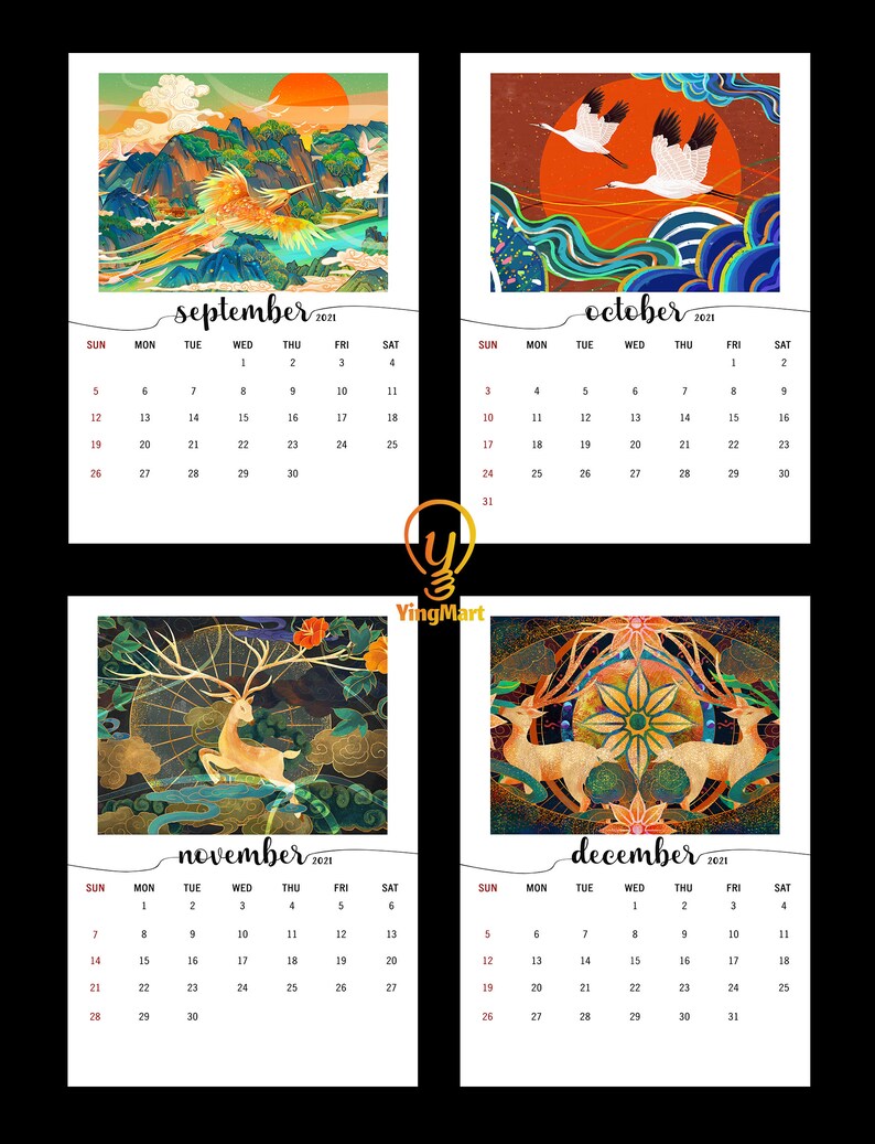 Yingmart 2022 Desk Calendar Colorful Japanese-style Painting | Etsy