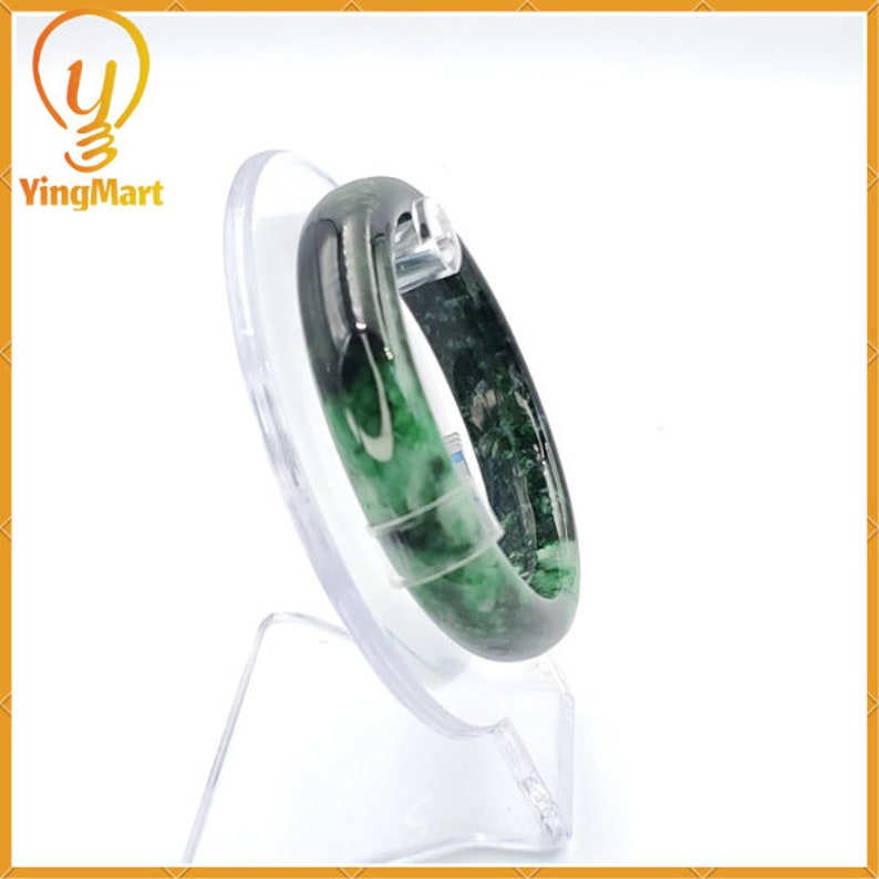 Brazalete de jadeíta natural certificada de 52 mm, color verde con ...