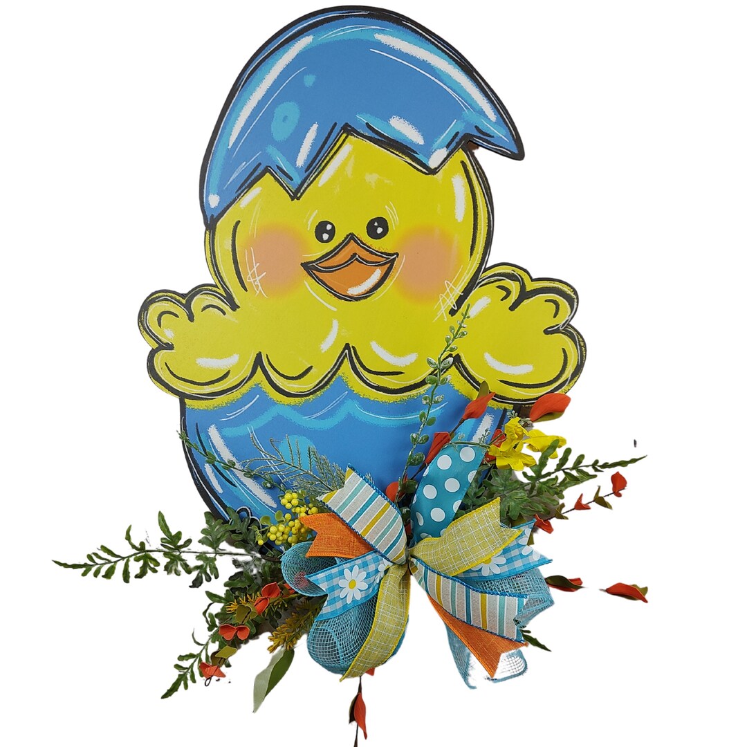 Wooden Easter Chick Door Hanger, Easter Decoration, Everyday Wreath, Home Decor - Etsy