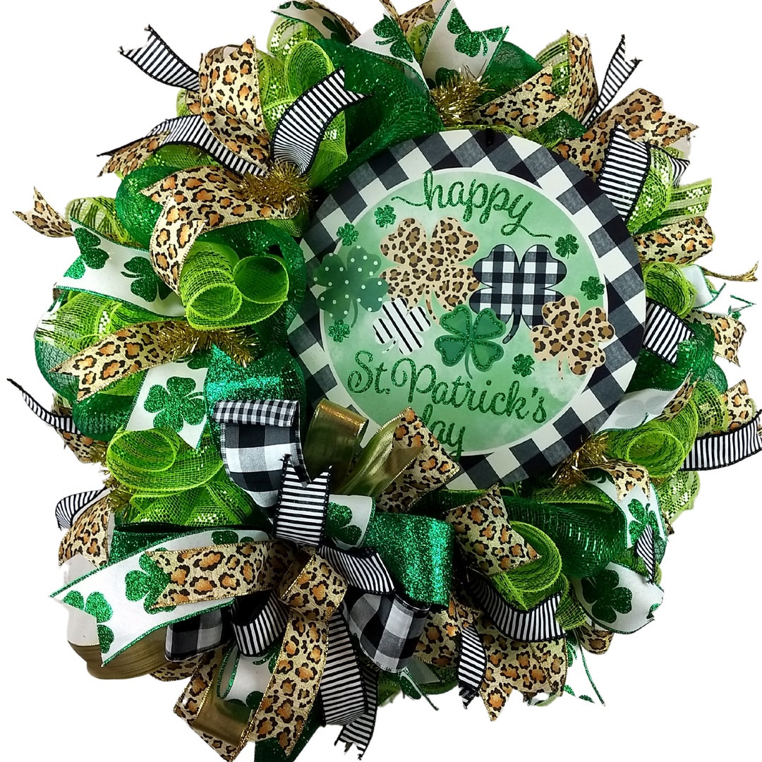 St Patrick's Day Wreath, Irish Wreath, Deco Mesh Wreath, Home Decor, St ...