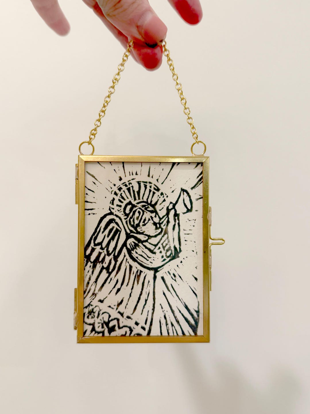 Hand-carved Block Print of Trumpeting Angel in Hanging Frame - Etsy