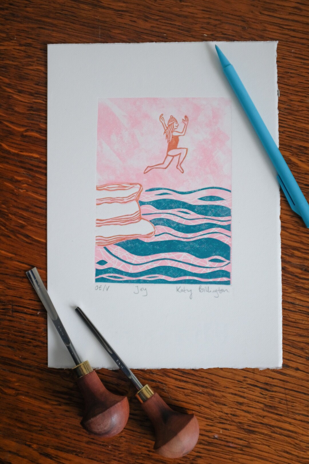 Joy Original Linocut - Etsy