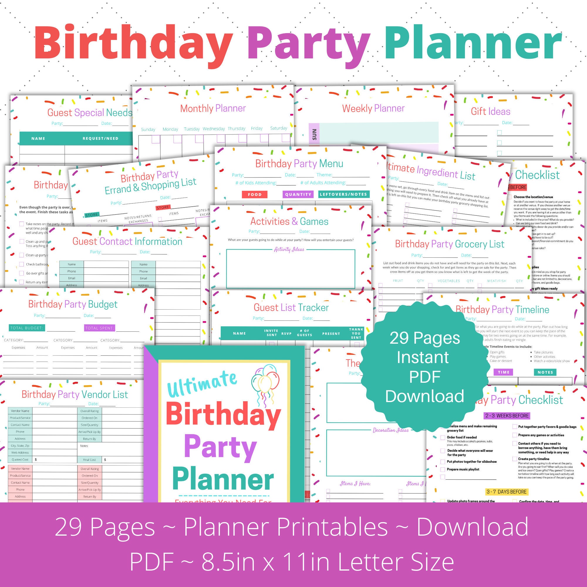Buy Birthday Party Planner, Birthday Party Checklist, Birthday Party ...