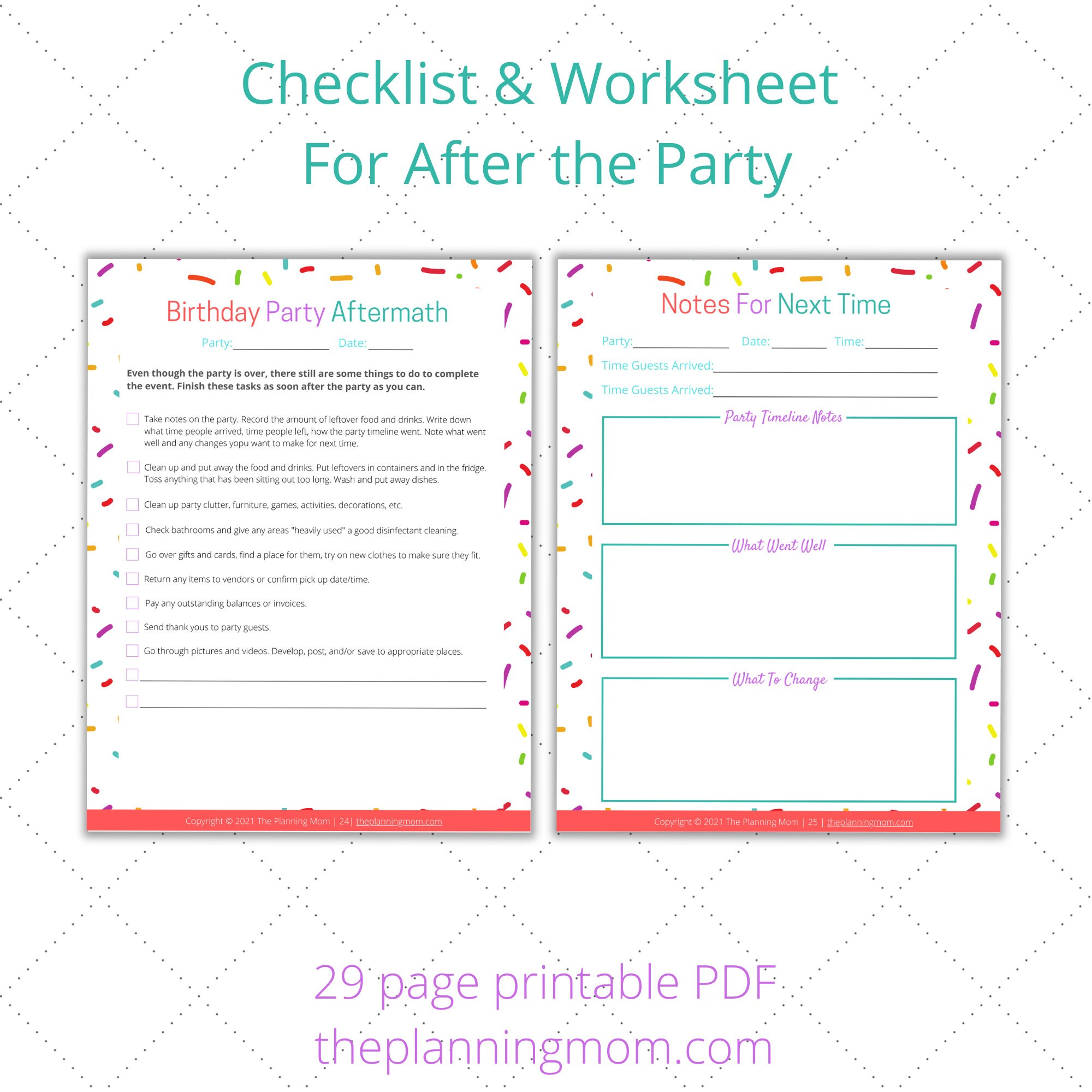 Birthday Party Planner, Birthday Party Checklist, Birthday Party ...