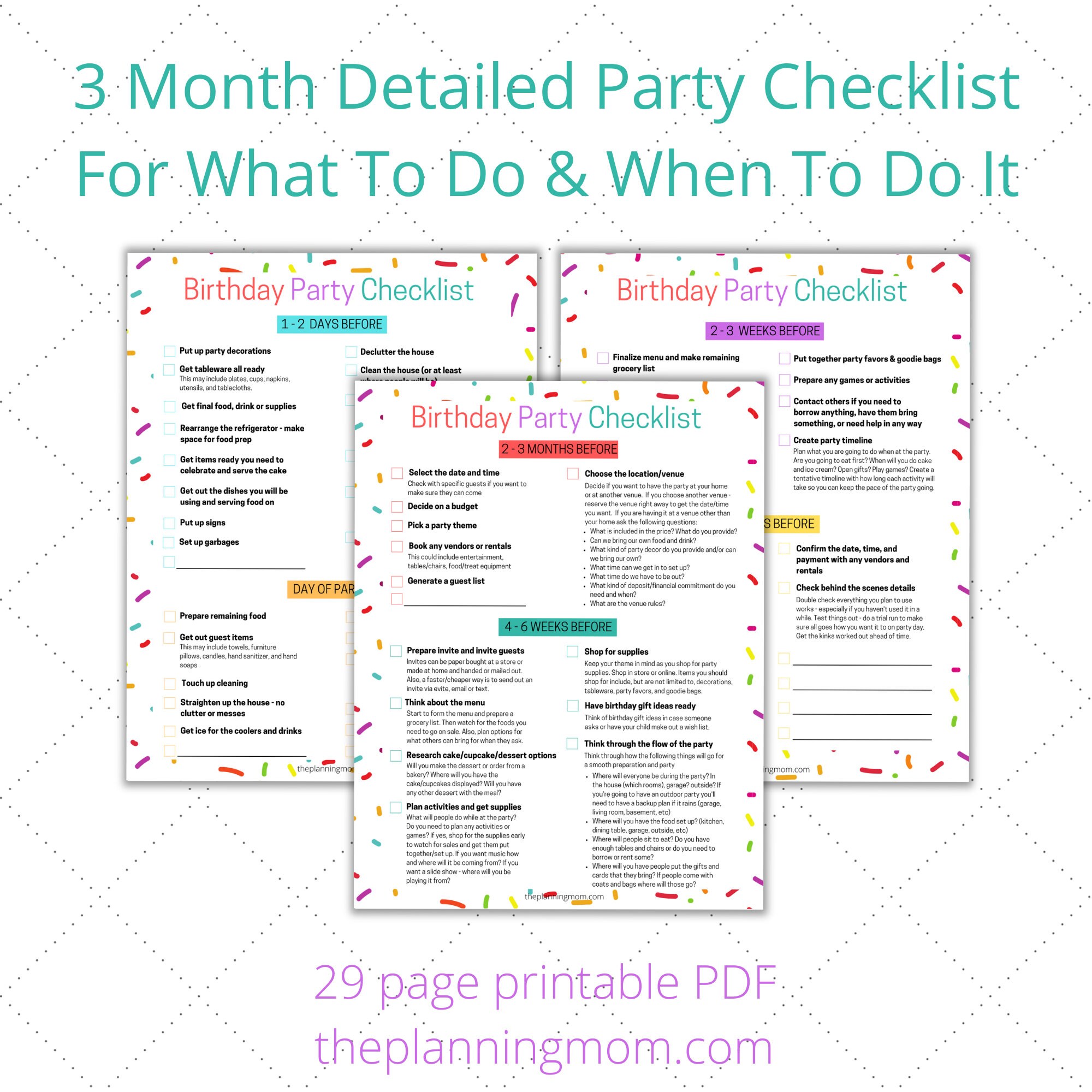 Birthday Party Planner, Birthday Party Checklist, Birthday Party ...