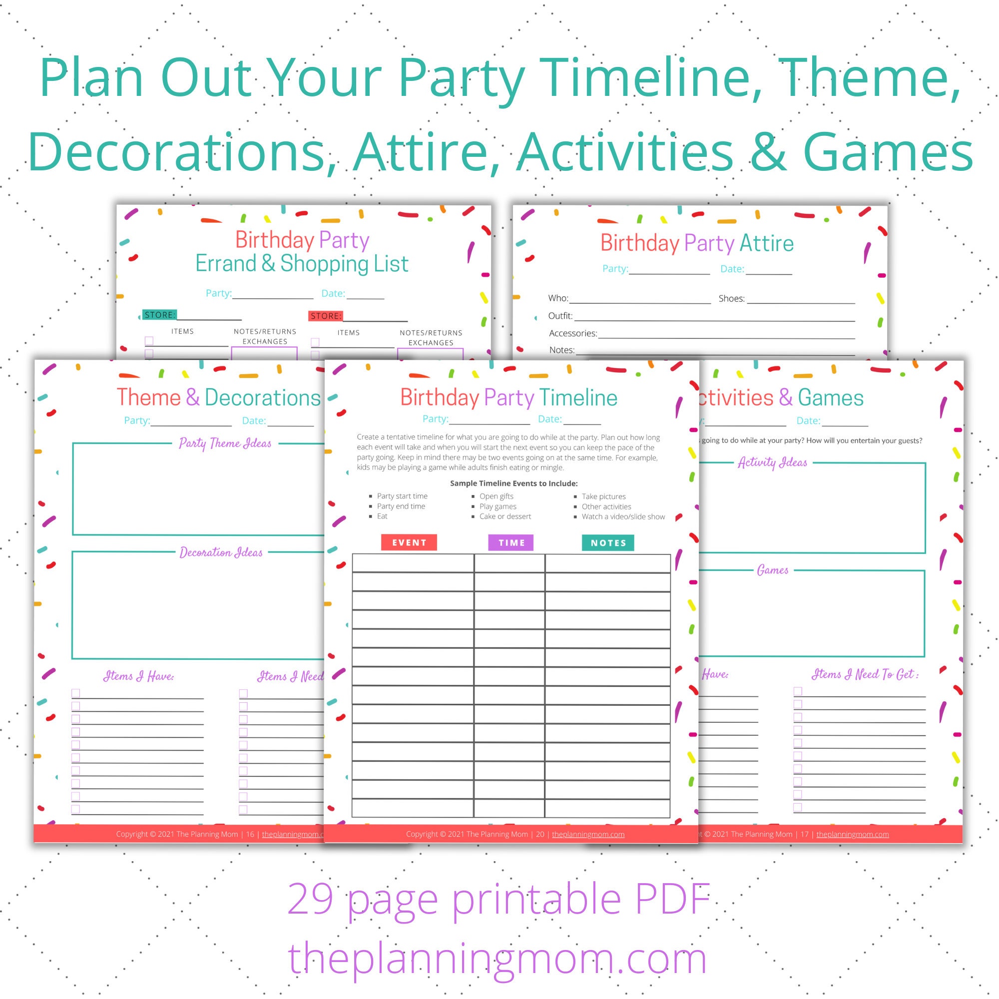 Birthday Party Planner, Birthday Party Checklist, Birthday Party ...