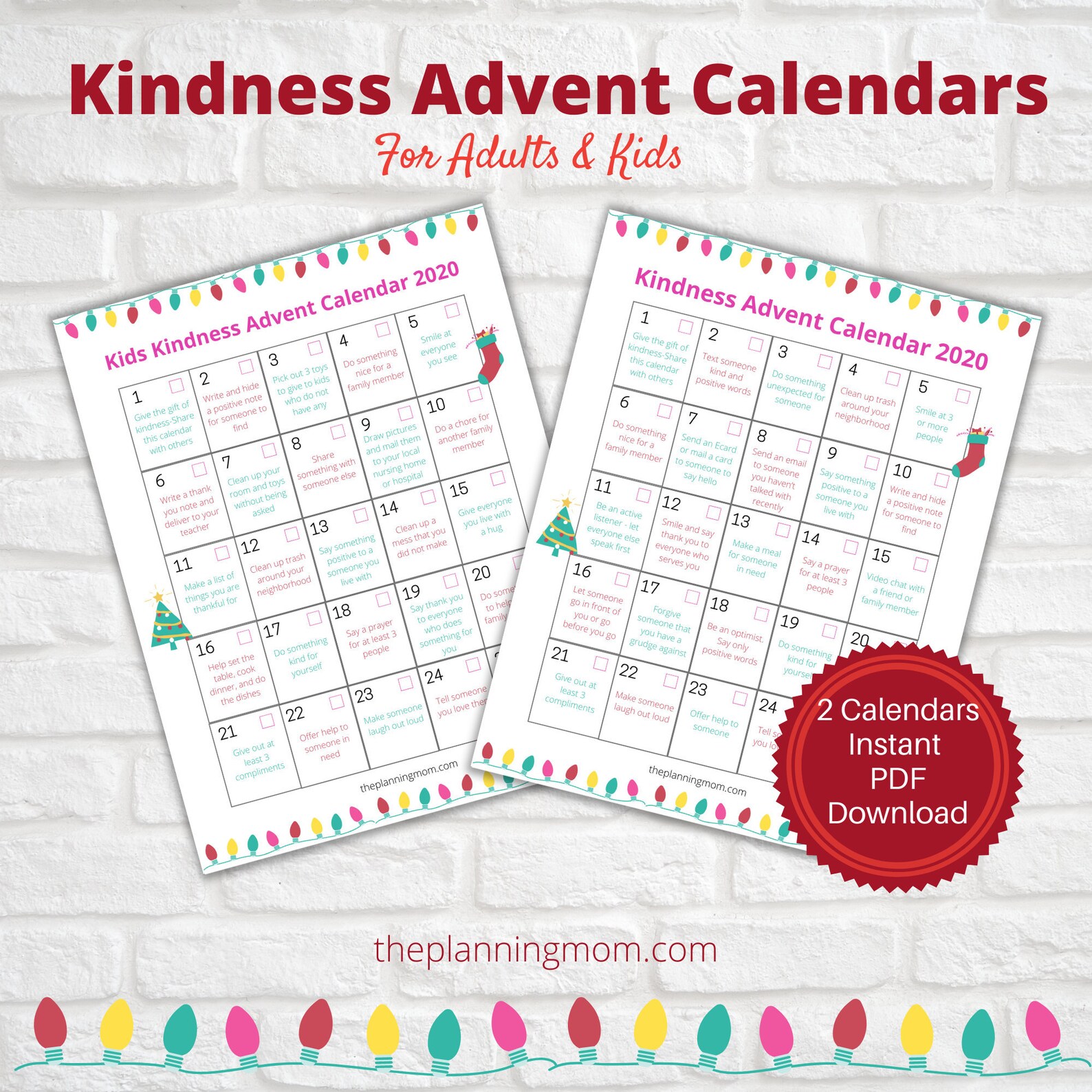 Kindness Advent Calendar Advent Calendar for Kids Christmas | Etsy