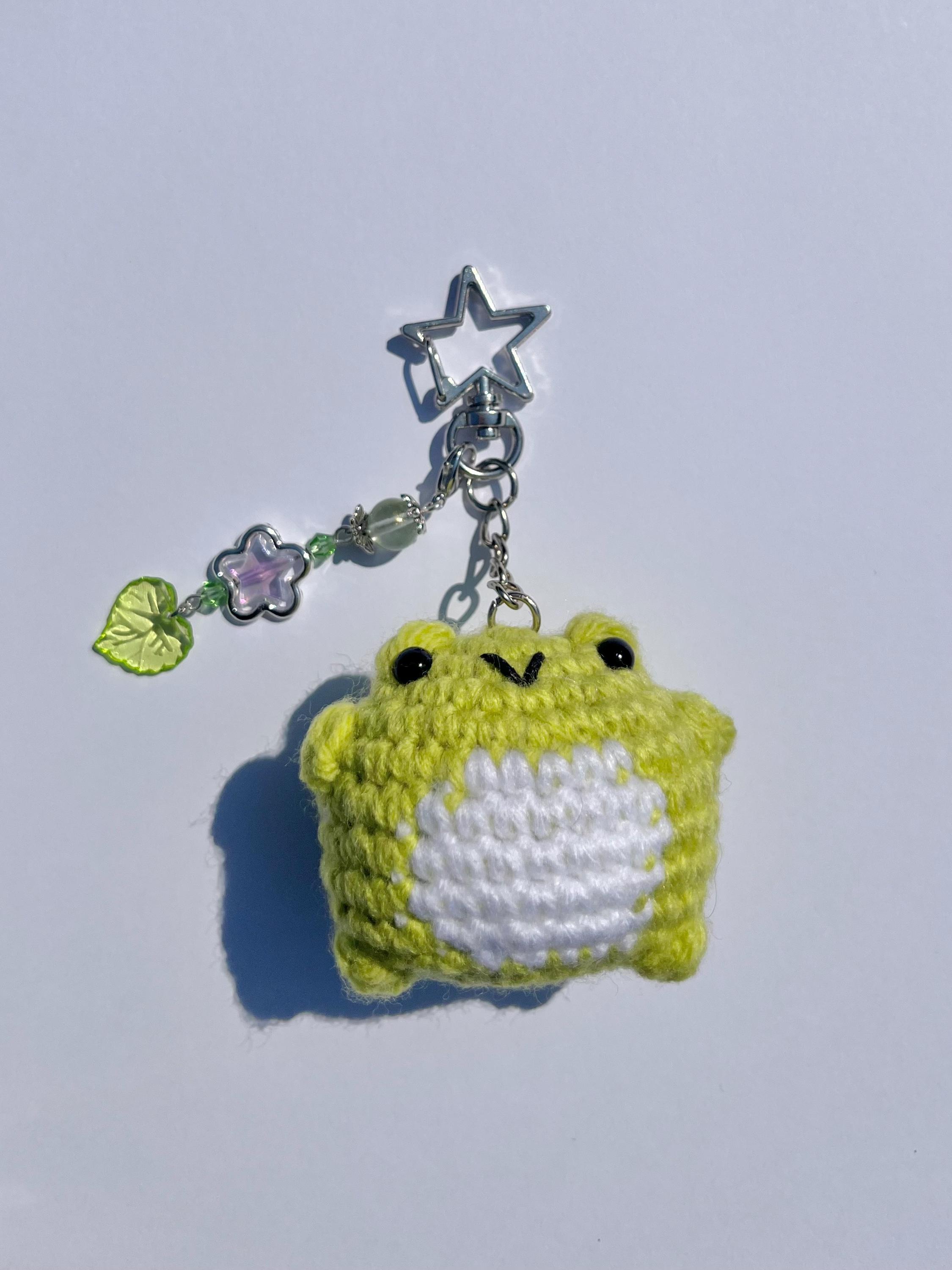 Chubby Frog Crochet Keychain With Detachable Flower Charm - Etsy