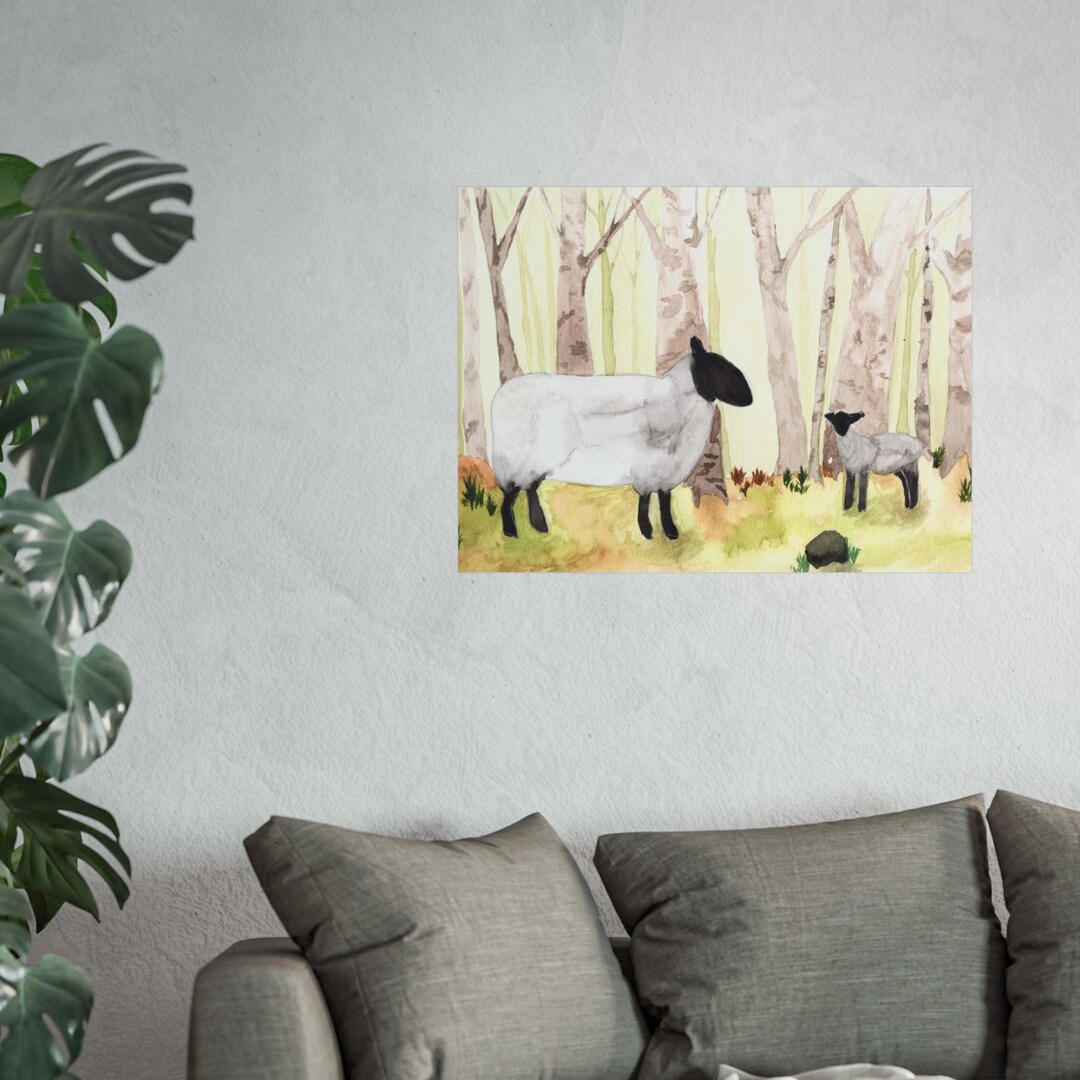 Sheep and Lamb Woodland Scene Poster | Fine Art Poster | 4 Sizes ...