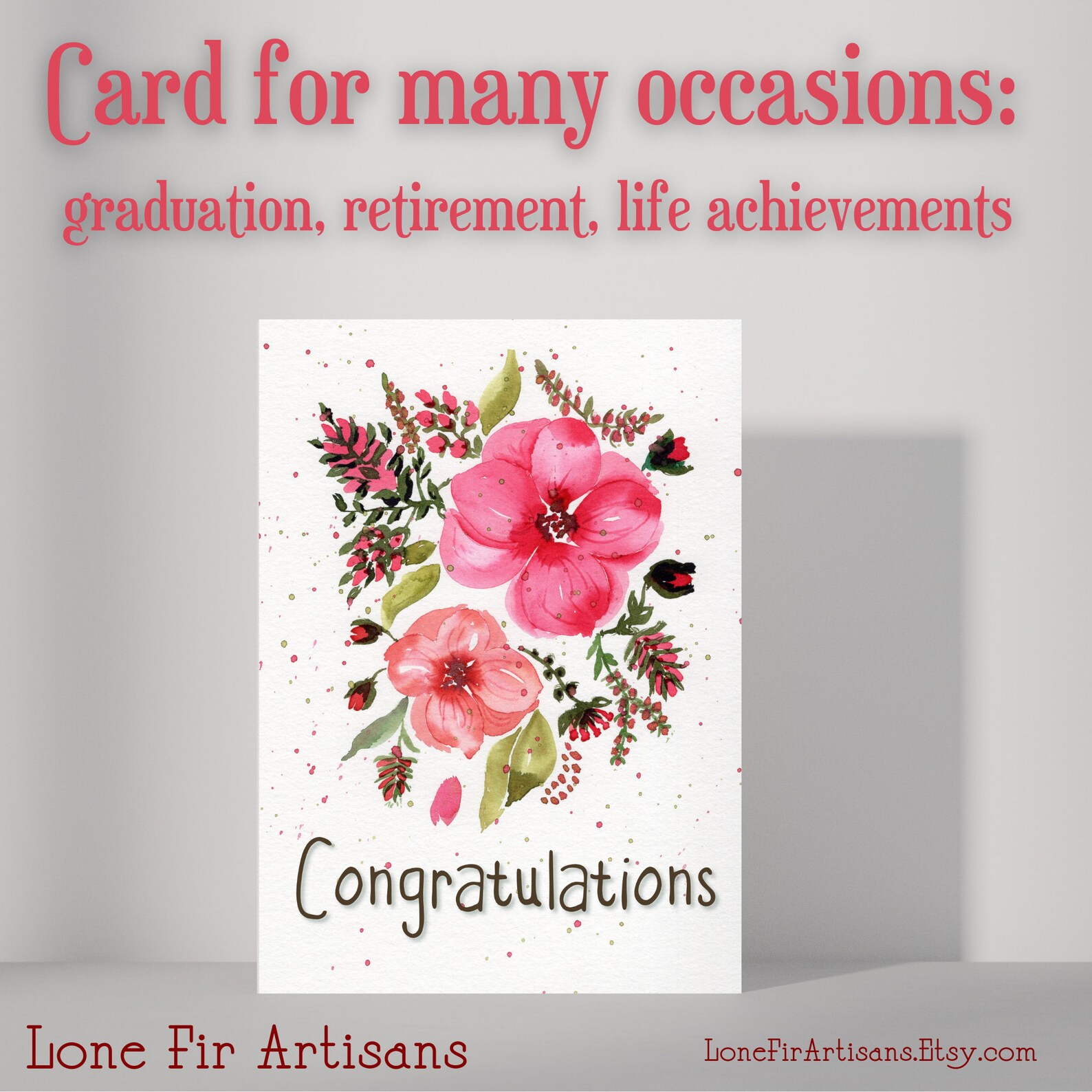 Floral Congratulations Card, College Graduation Card, Blank Card and ...