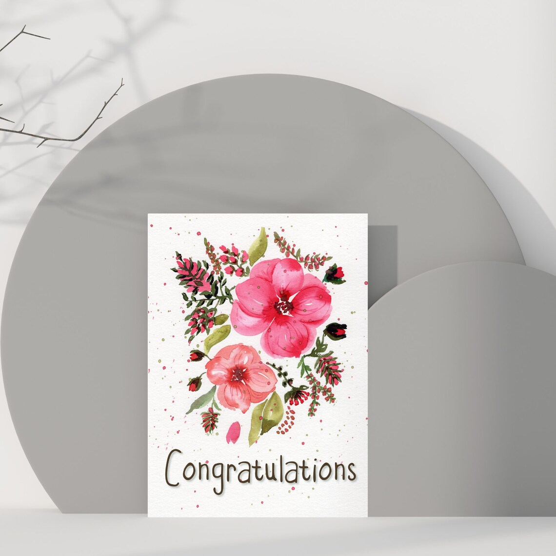 Floral Congratulations Card, College Graduation Card, Blank Card and ...