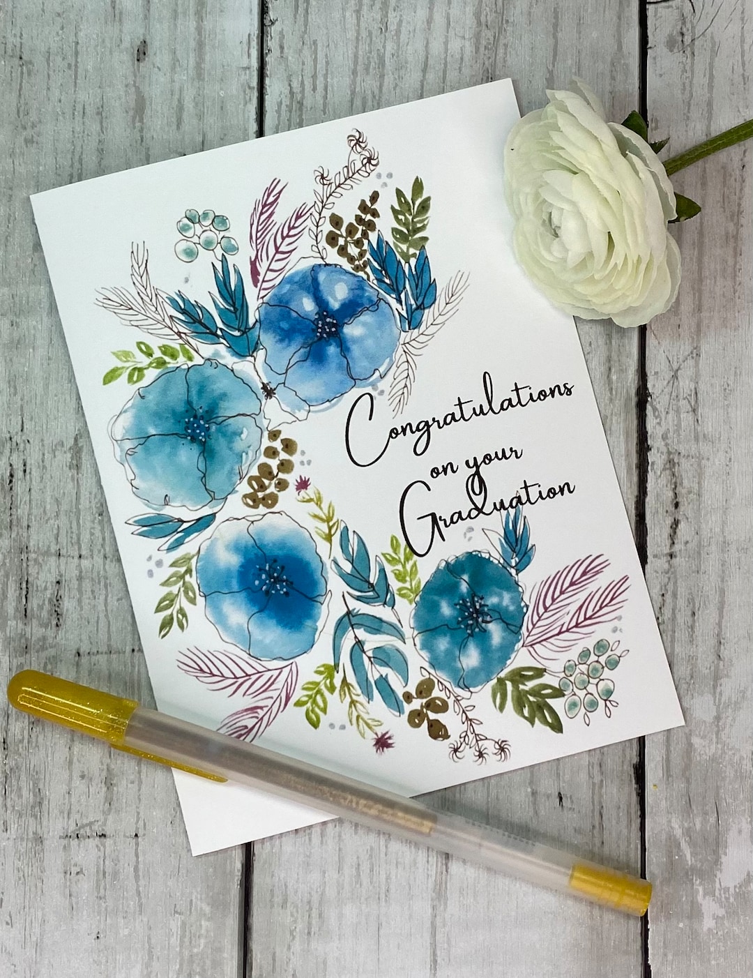 Graduation Congratulations Card, College Graduation Card, Blank Card ...