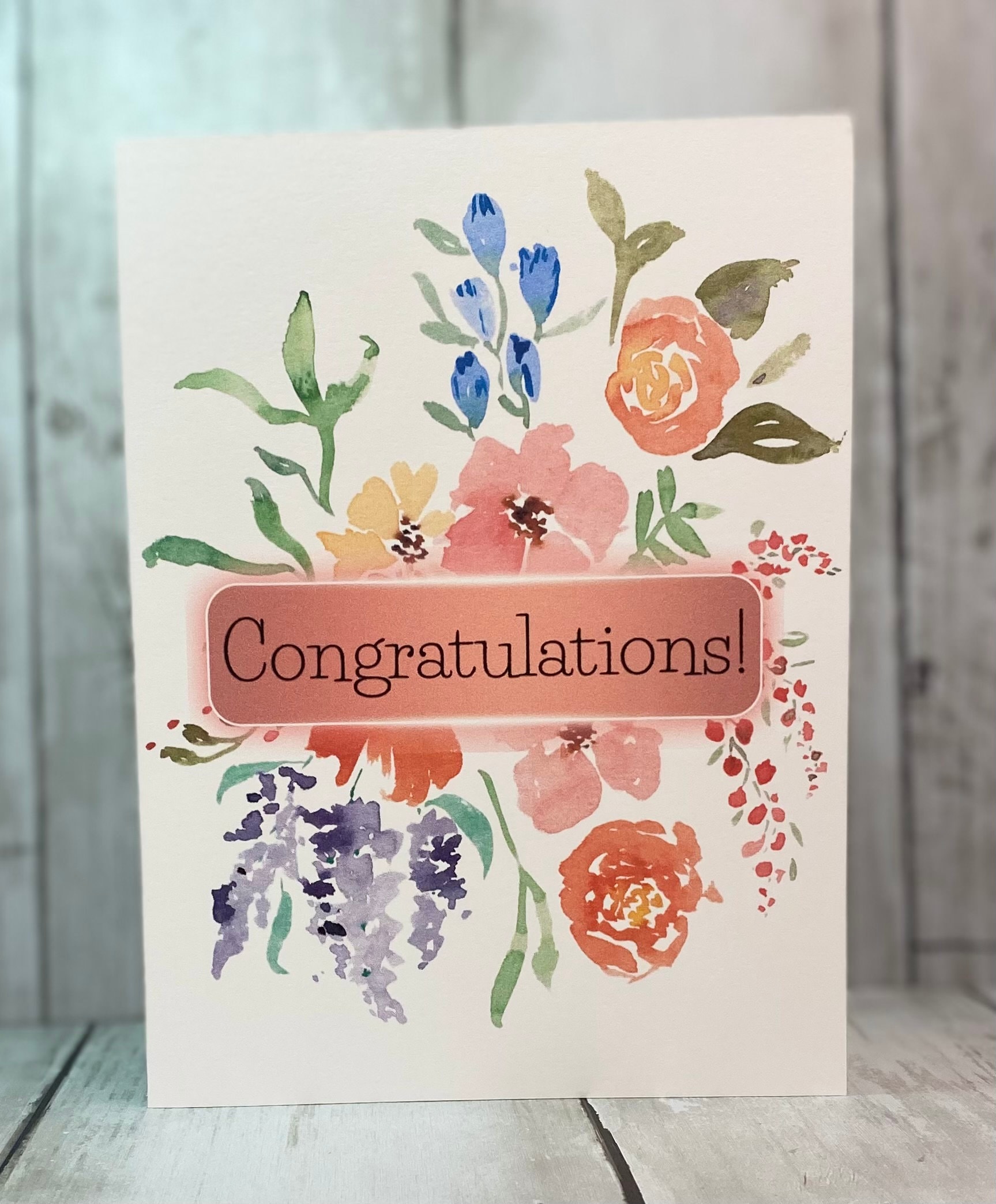 Congratulations Card With Floral Bouquet, Blank Card and Envelope ...