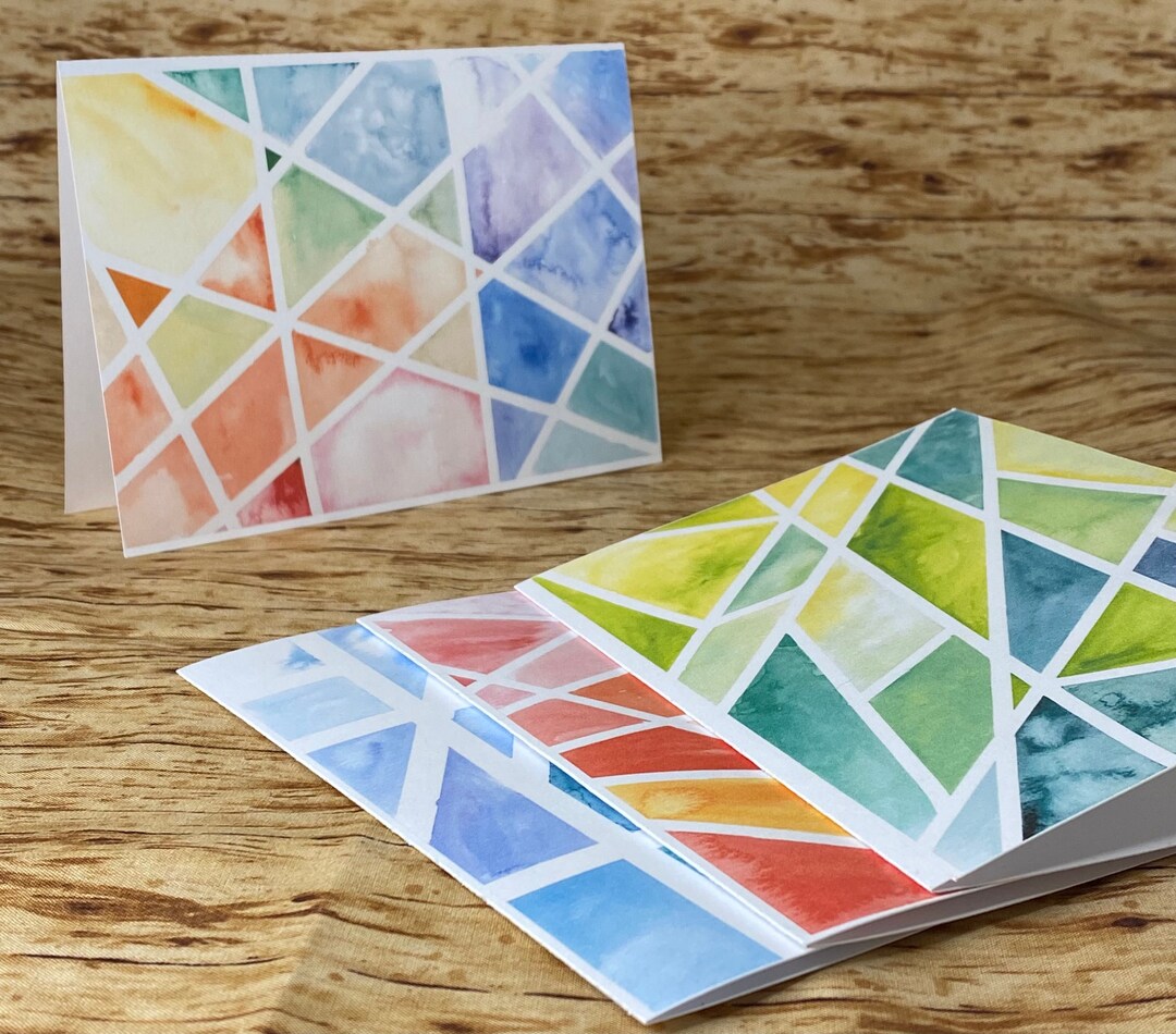 Abstract Watercolor Cards, Blank Cards Set of 5, Birthday Gift for ...