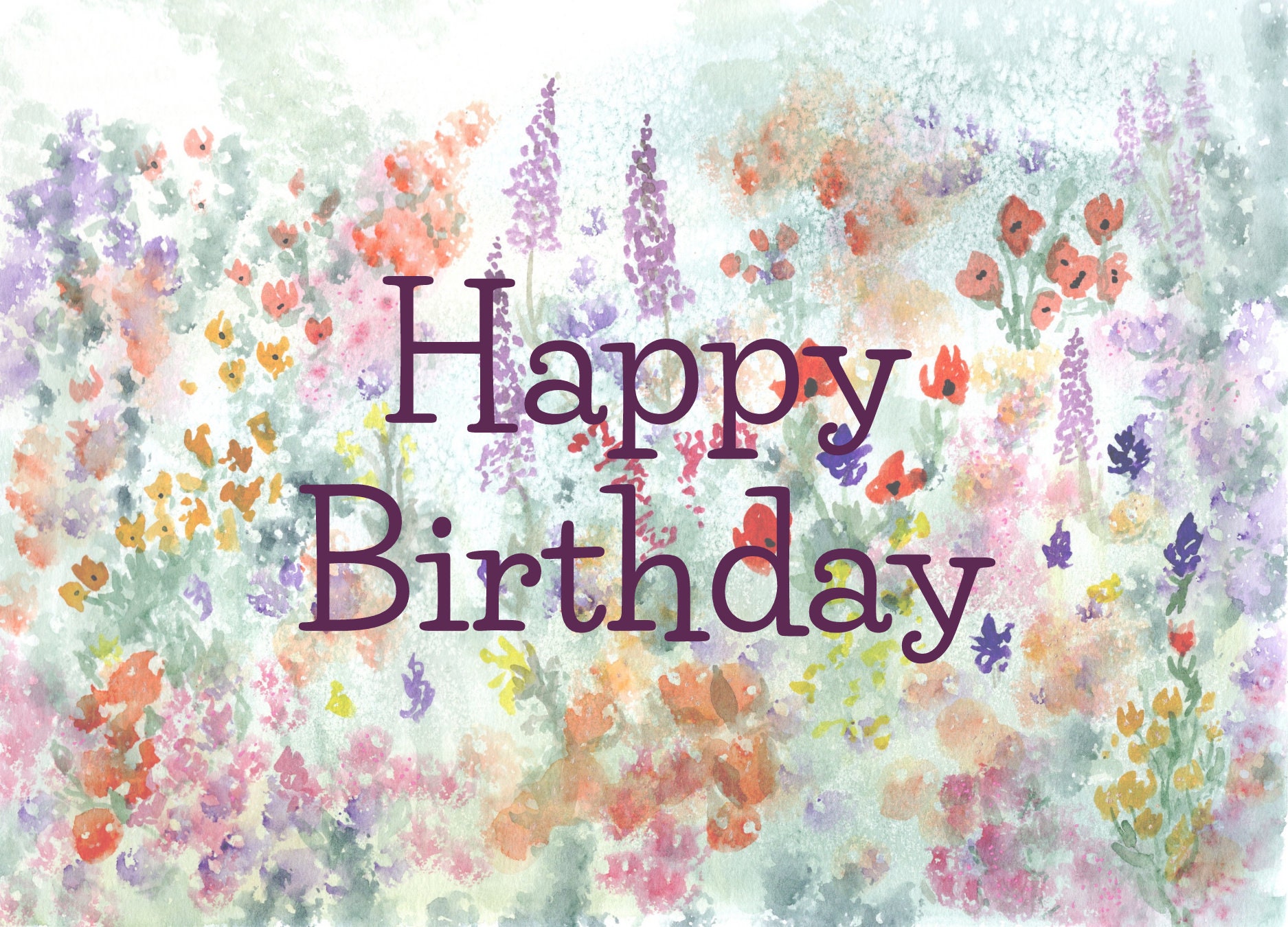Flowers Birthday Card Template Download Birthday Card for - Etsy