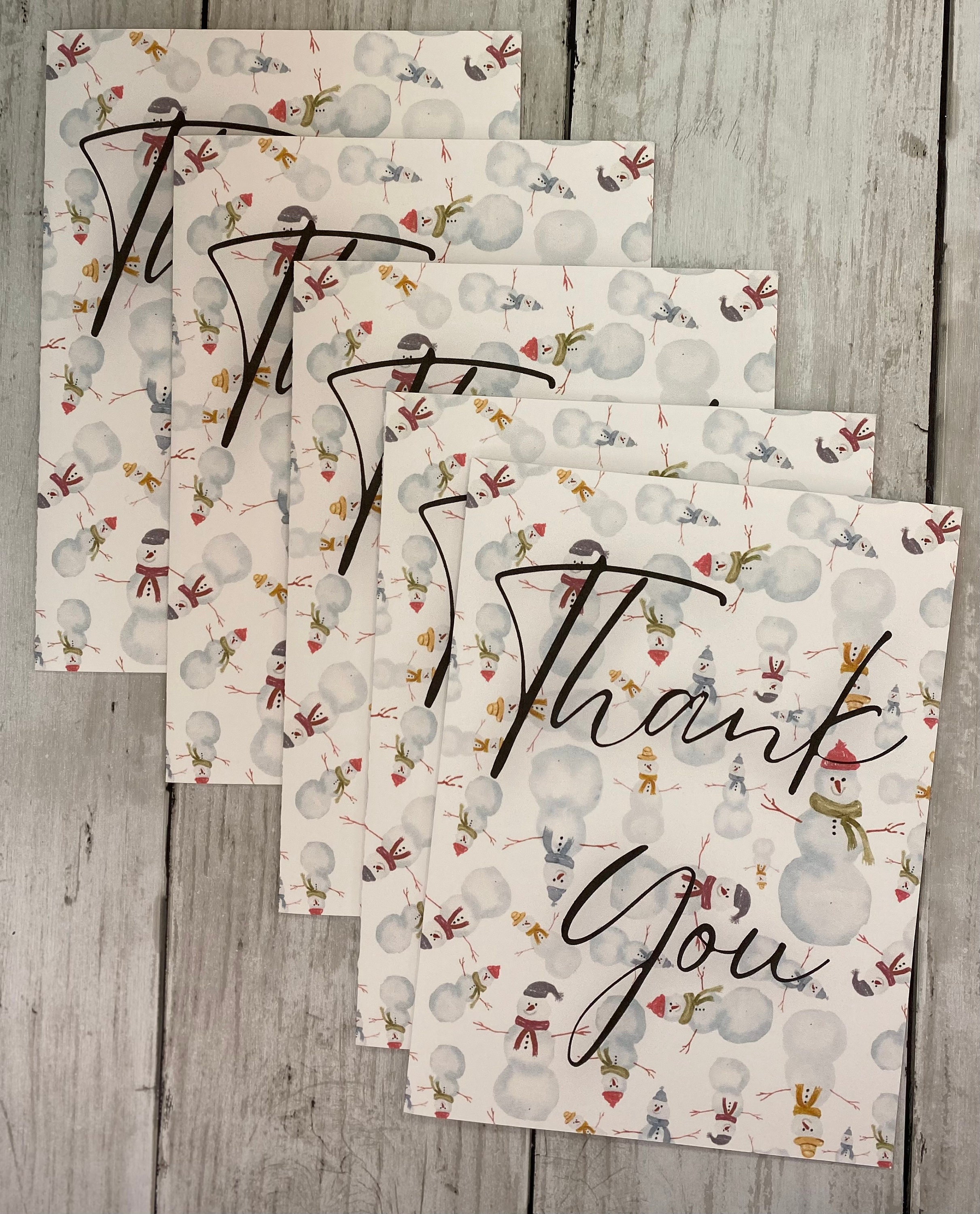Thank You Card With Snowmen, Holiday Thank You Card, Christmas ...