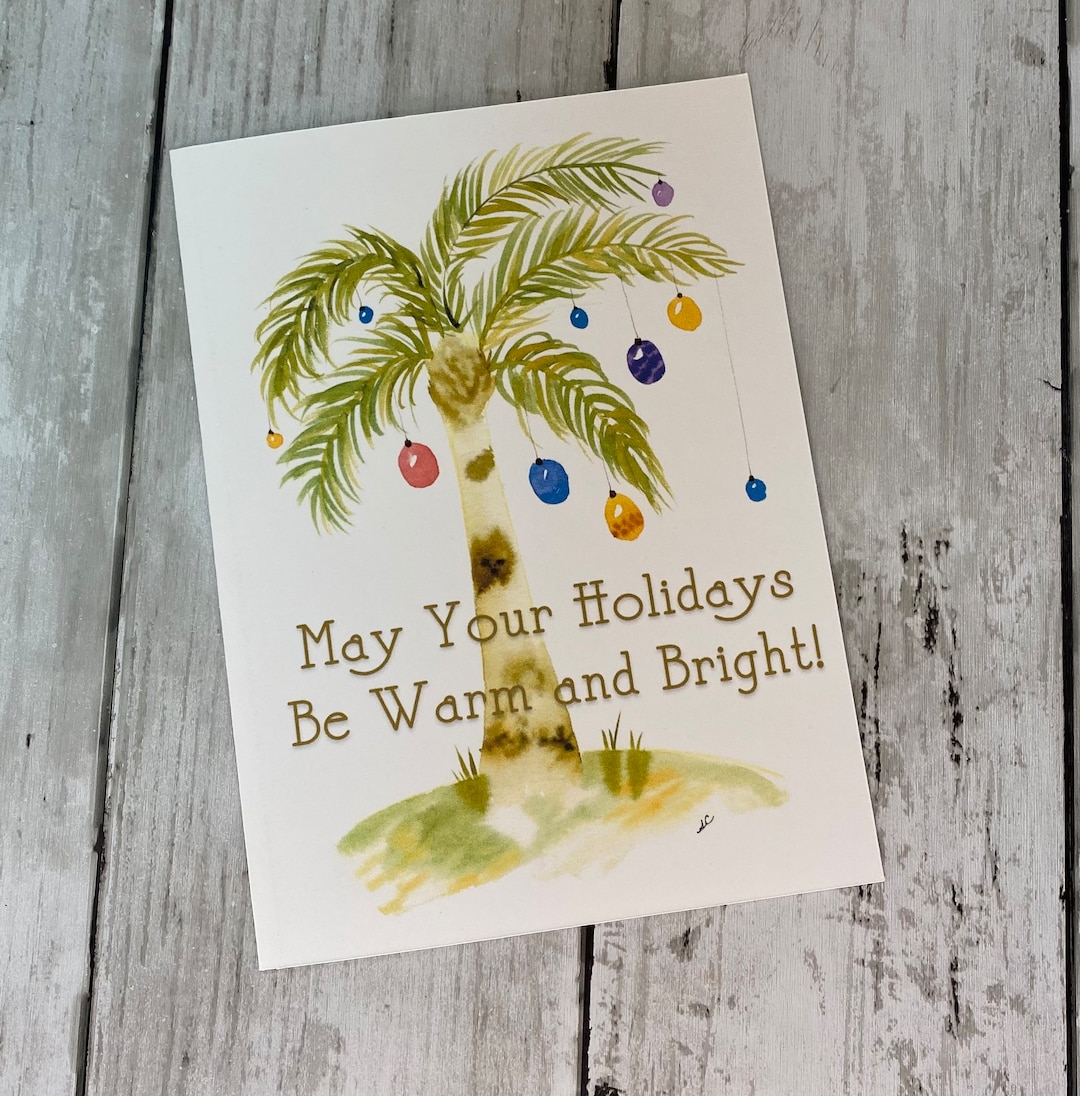 Tropical Christmas Card, Palm Tree Christmas Card, Holiday Cards With ...