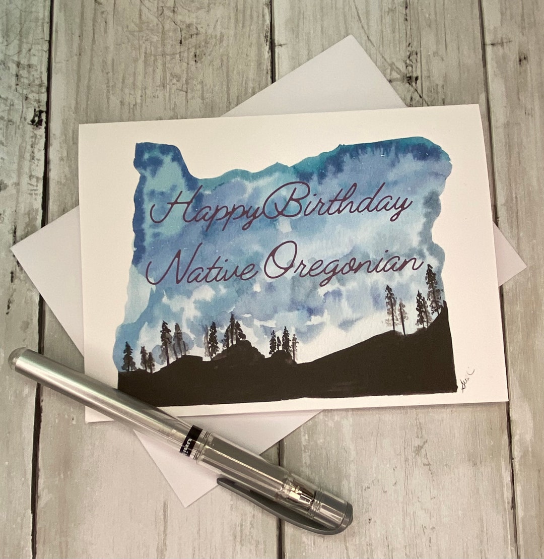 Oregon Birthday Card for Friend, Birthday Card for Husband, Original ...