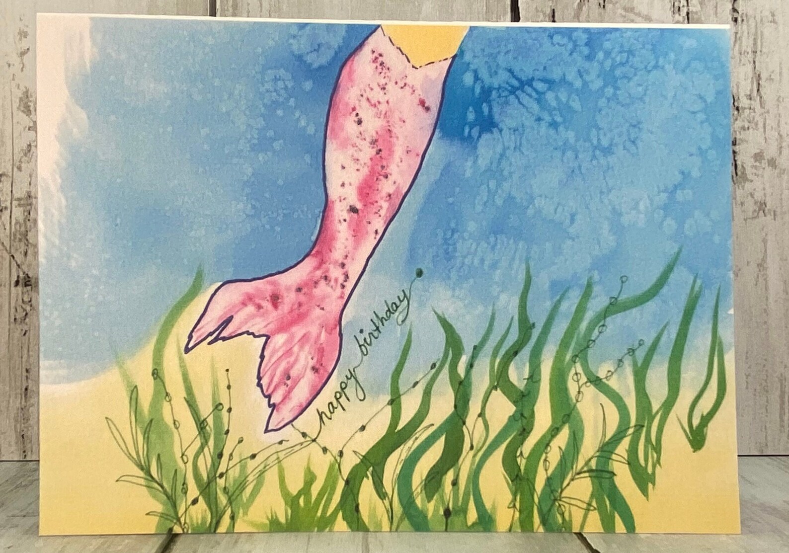 Mermaid Birthday Card – Pink Mermaid Tail Card – Ocean Themed Birthday ...