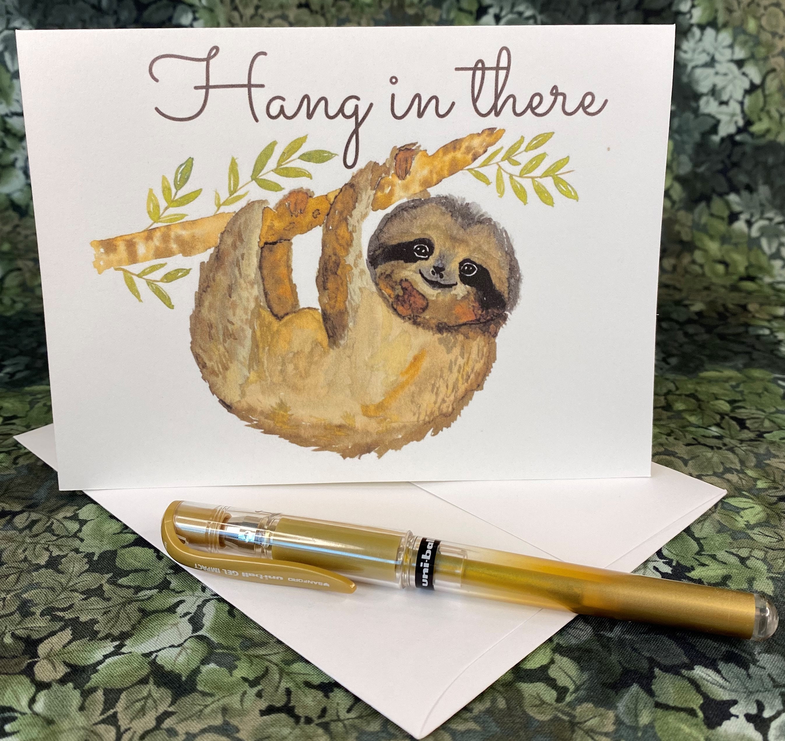 Watercolor Sloth Card, Hang in There Card, Get Well Soon Card for Kids ...