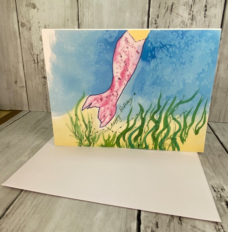 Mermaid Birthday Card – Pink Mermaid Tail Card – Ocean Themed Birthday ...