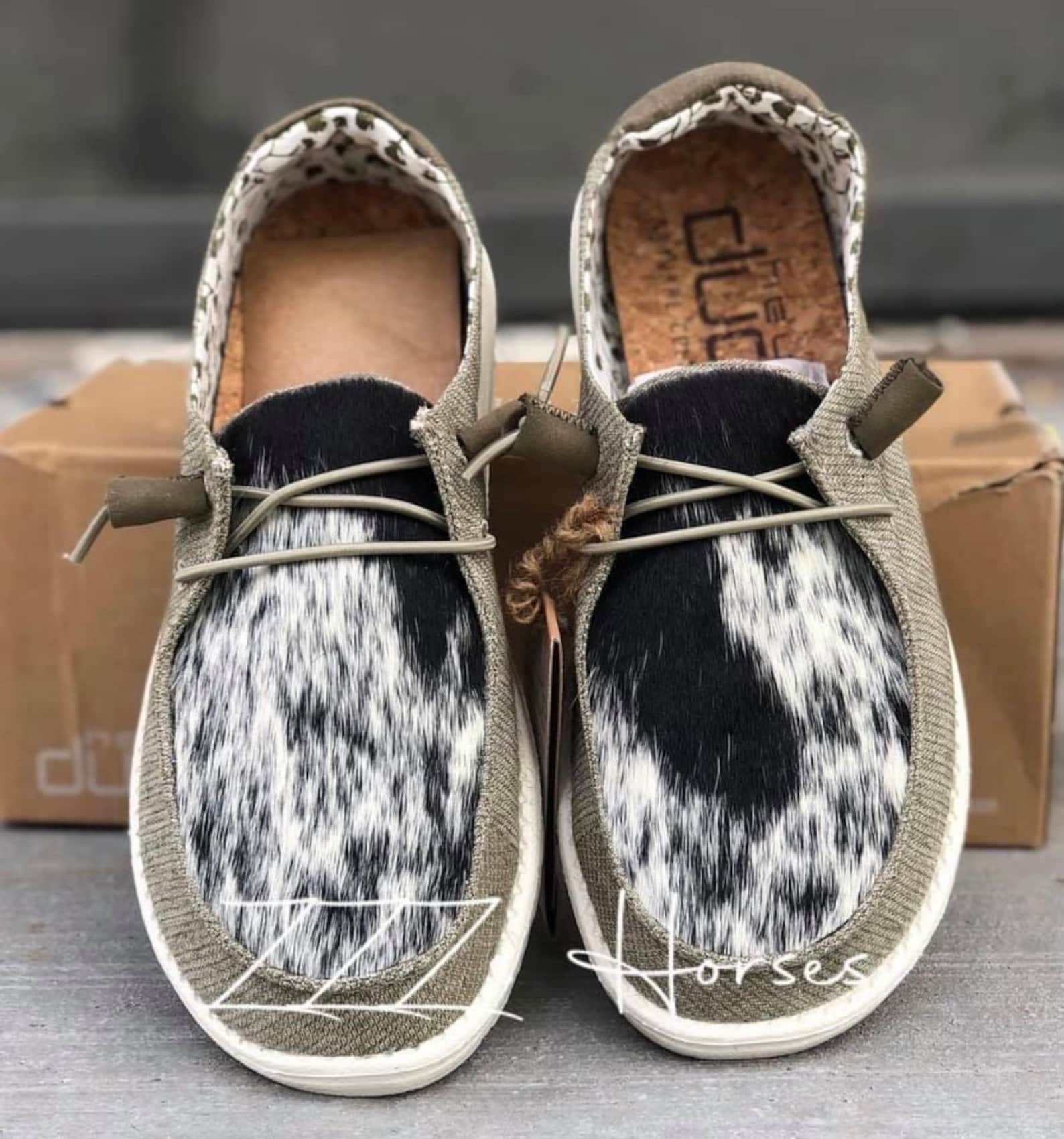 Customized Cowhide Hey Dudes - Etsy