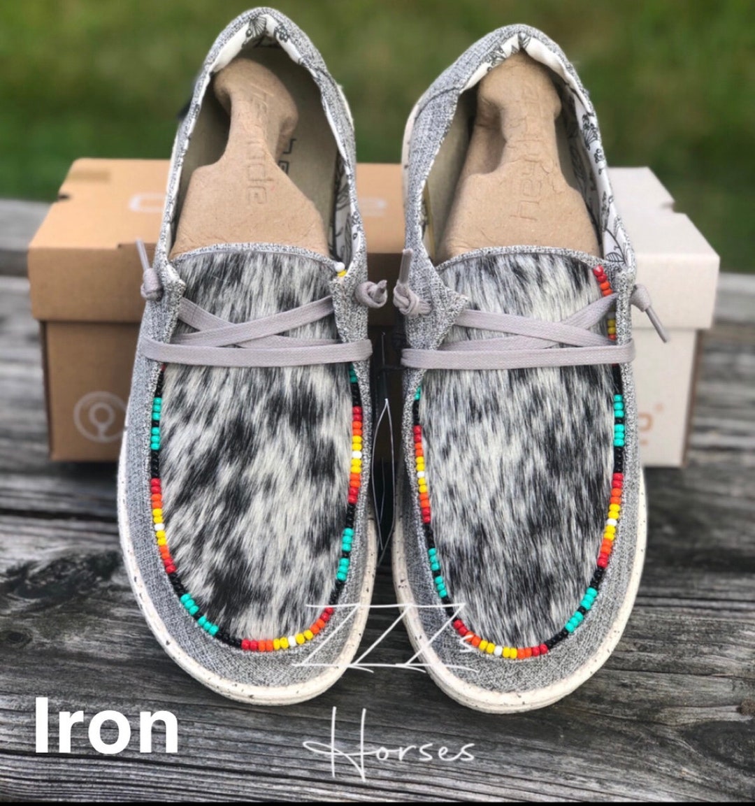 Custom Beaded Cowhide Hey Dudes - Etsy