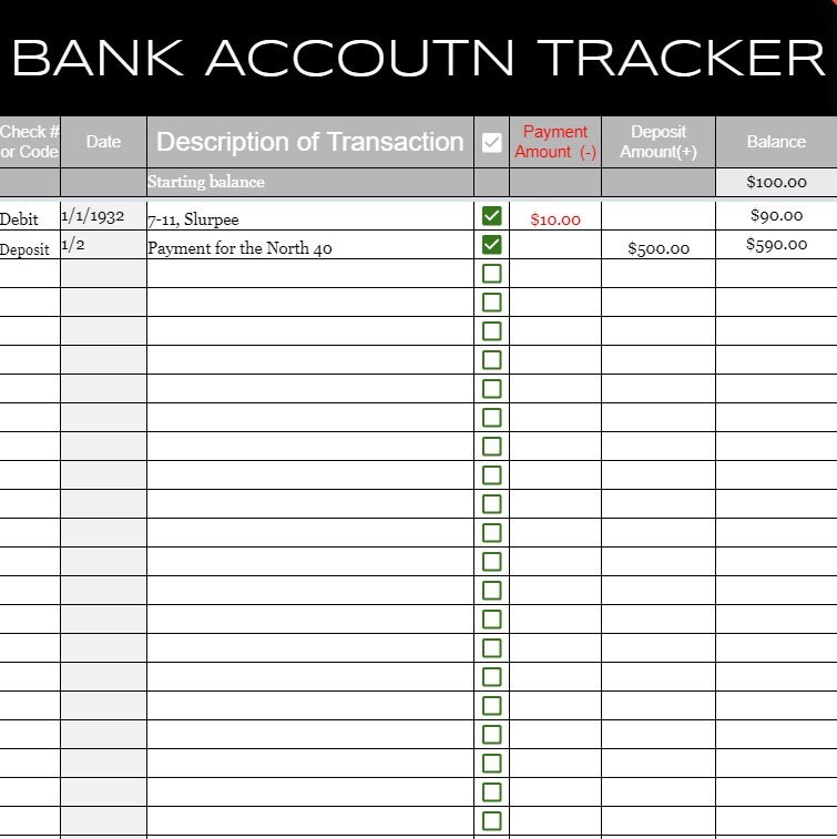 Checkbook Register Digital Transaction Tracker (Instant Download) - Etsy