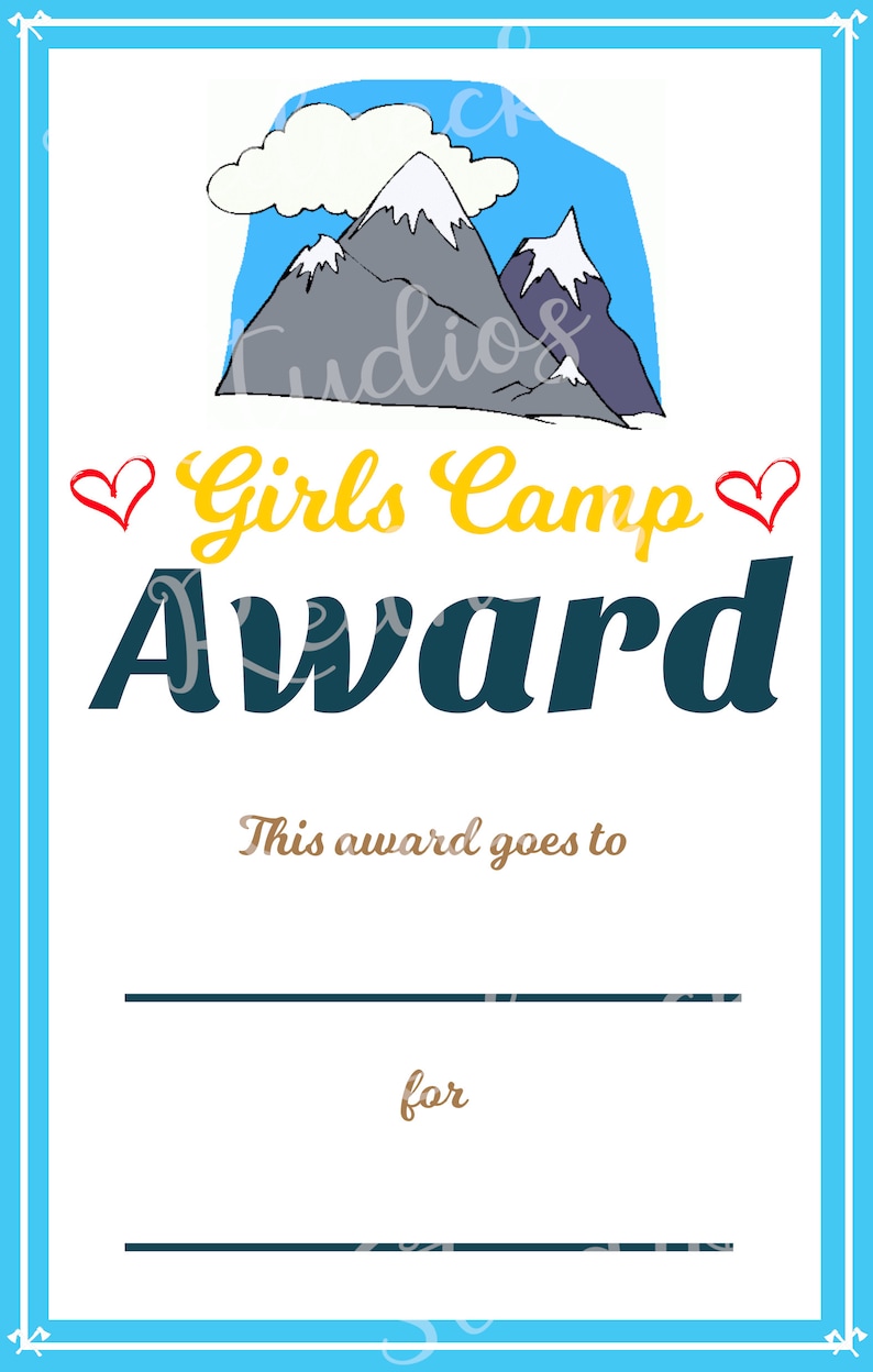 Girls Camp Awards: Fill-in Printable Certificates (digital Download) - Etsy