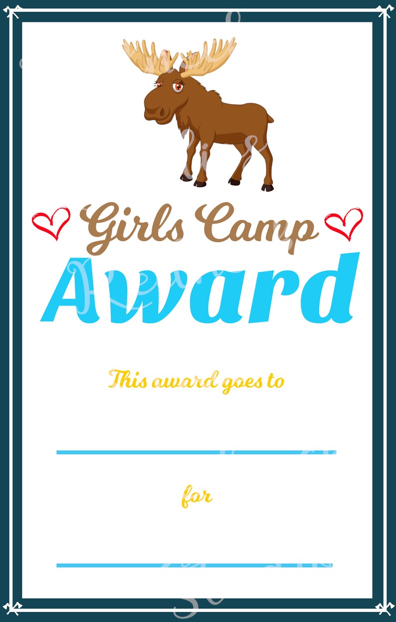 Cute Girls Camp Fill-in-the-blank Awards for Young Women With Camp ...