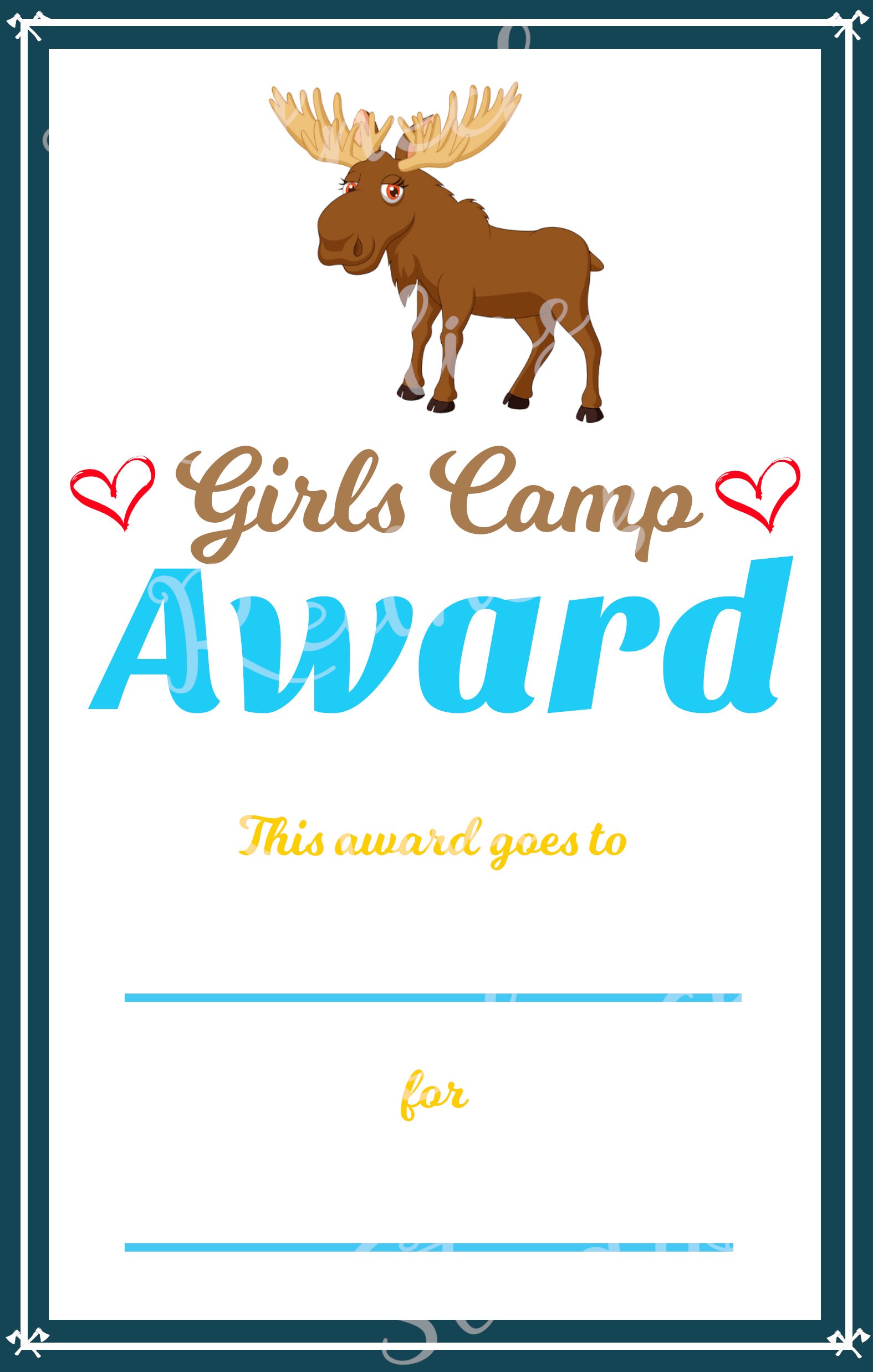 Cute Girls Camp Fill-in-the-blank Awards for Young Women With Camp ...