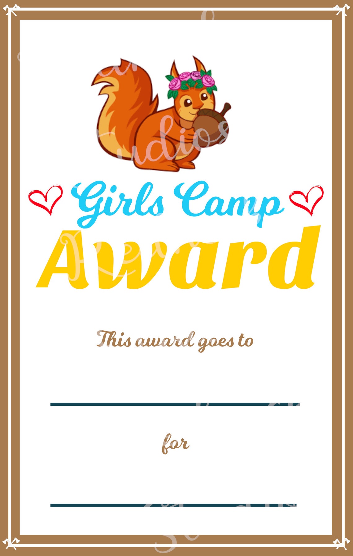 Girls Camp Awards: Fill-in Printable Certificates (digital Download) - Etsy