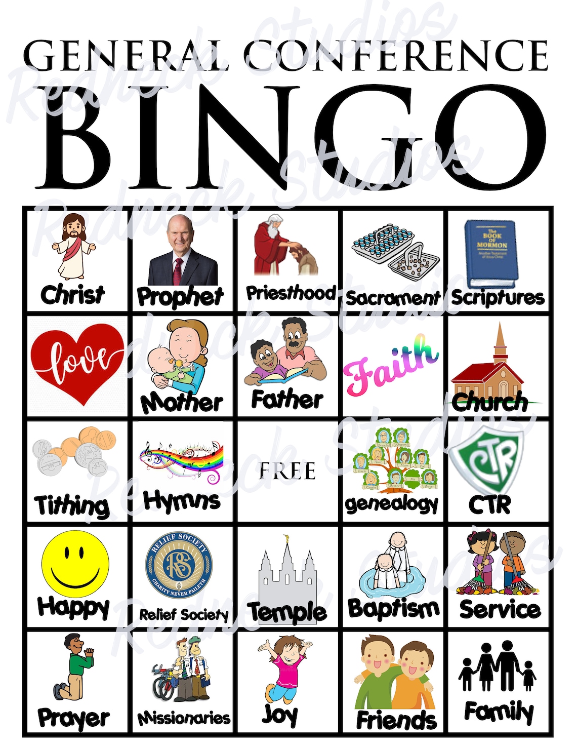 LDS General Conference Bingo Printable Digital Fun Attention Getting ...