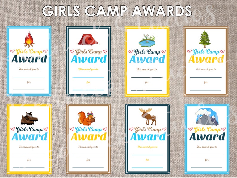 Cute Girls Camp Fill-in-the-blank Awards for Young Women With Camp ...