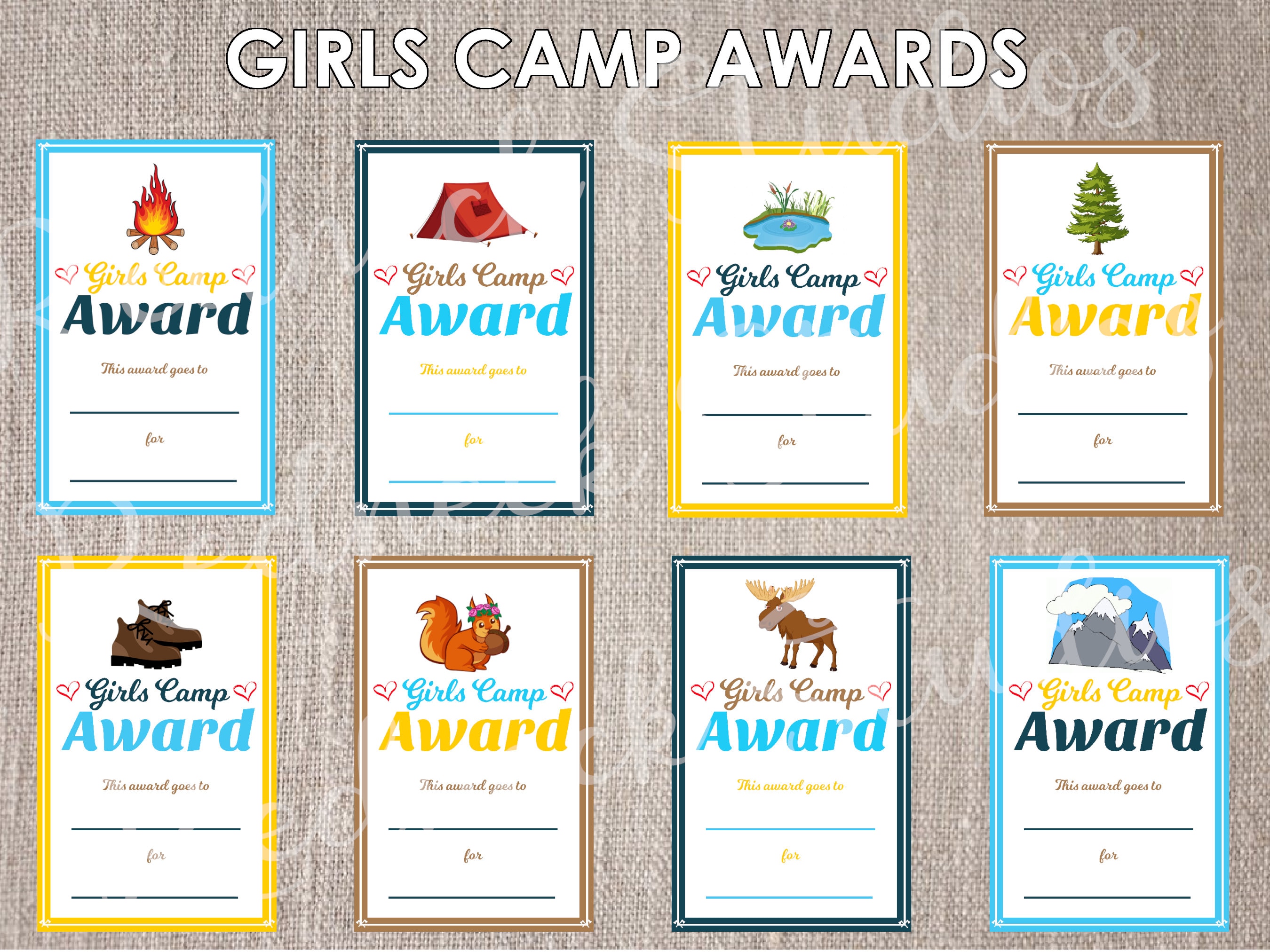 Cute Girls Camp Awards for Young Women Fill in the Blank Awards Camp ...